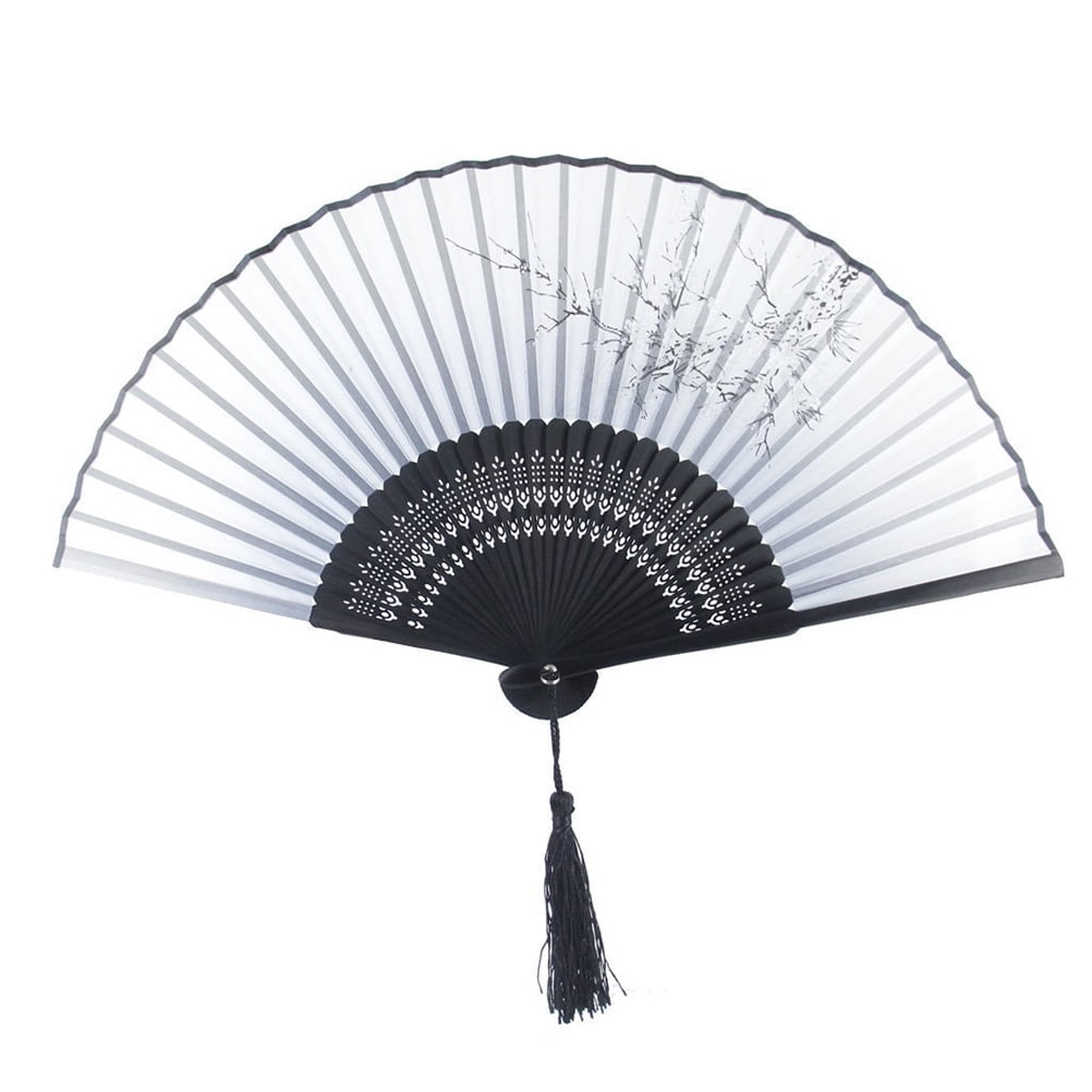 SOPOTUTU Black Cloth Handheld Fans Japanese Style for Valentine's Day ...