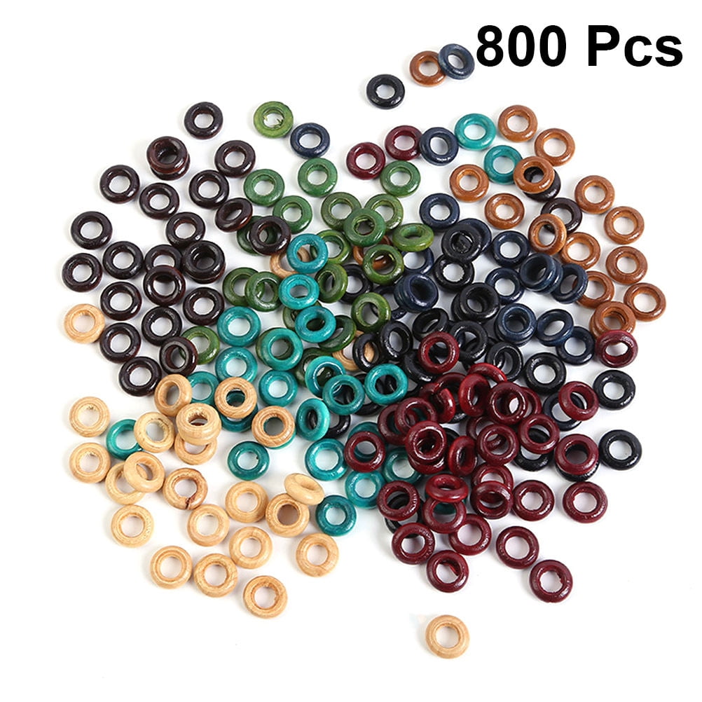 SOPOTUTU Braids Hair Jewelry 800Pcs Wood Dreadlocks Beads For Diy ...