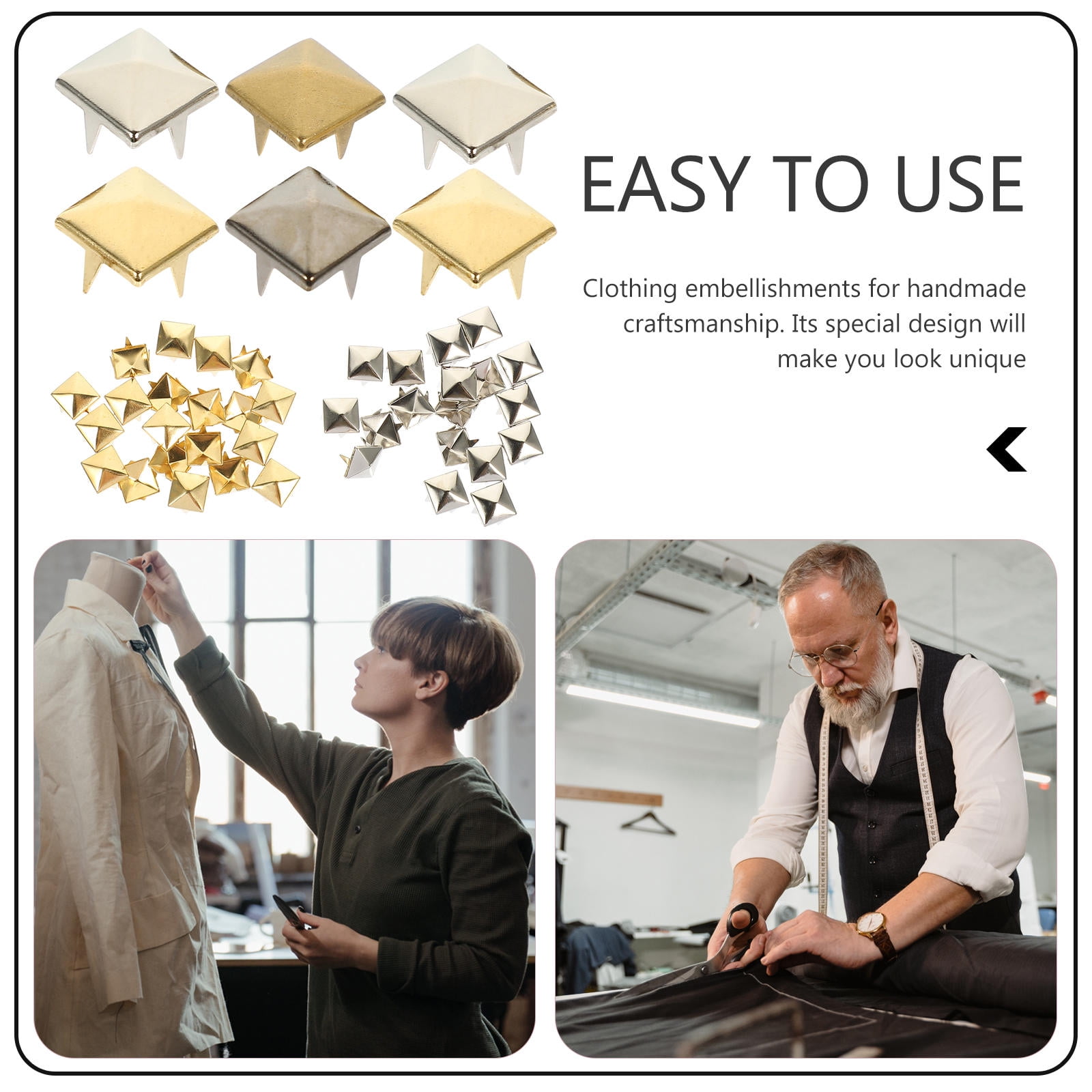 SOPOTUTU Brass Decorative Rivets 80Set Assorted Color Pyramid Shape Diy ...