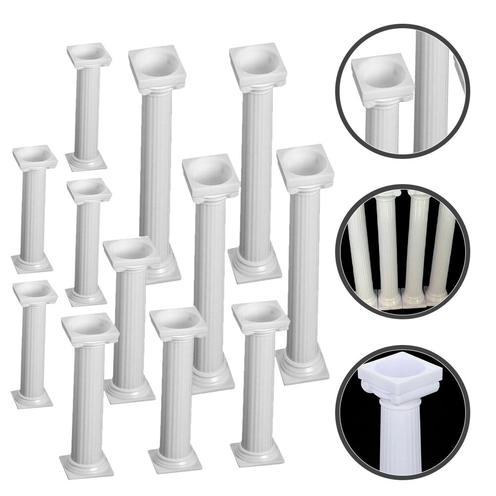 SOPOTUTU Cake Pillars Columns 12pcs Set in White Plastic for Elegant ...