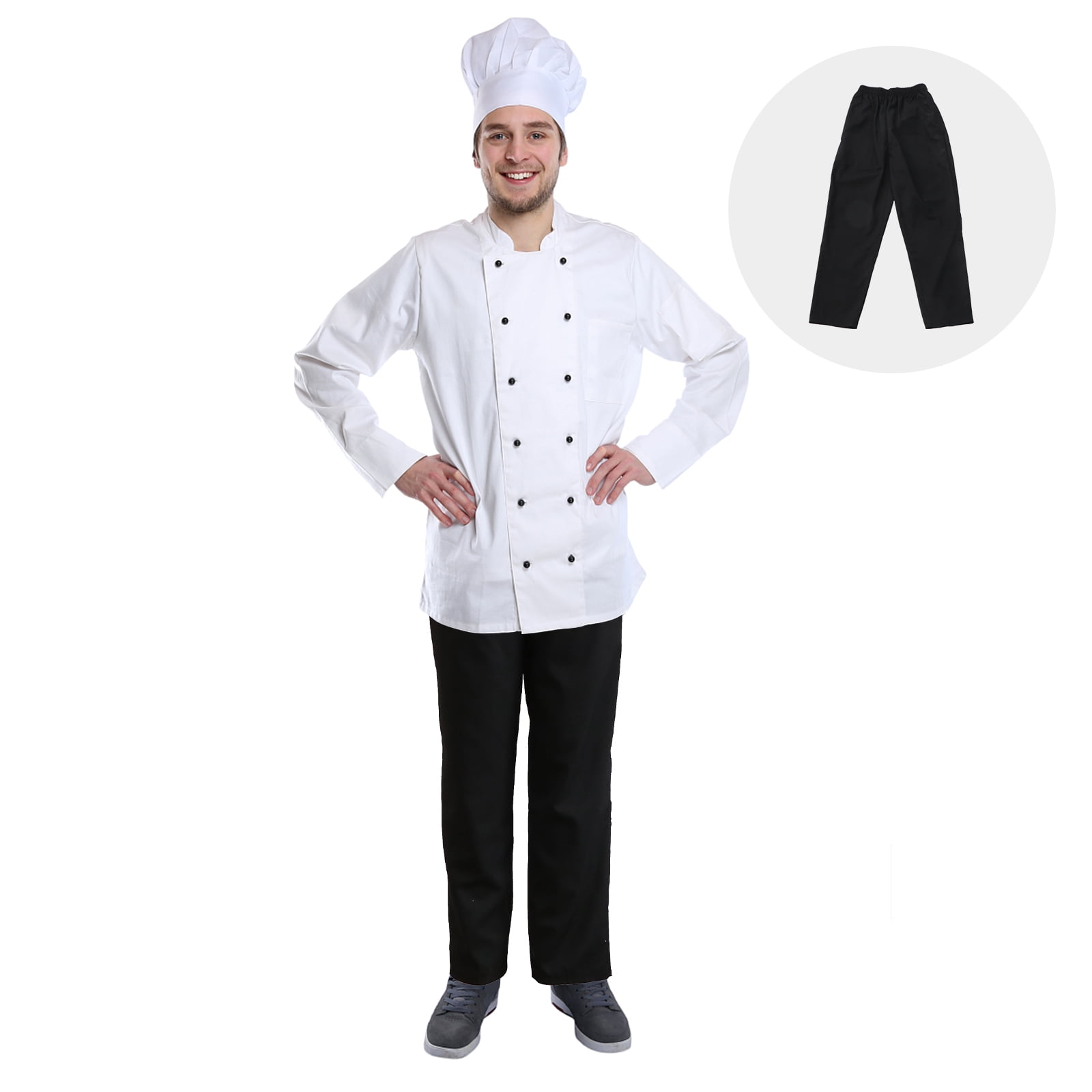 SOPOTUTU Chef Trousers with Pockets 1 Pair Sweat Pants in Black Color ...