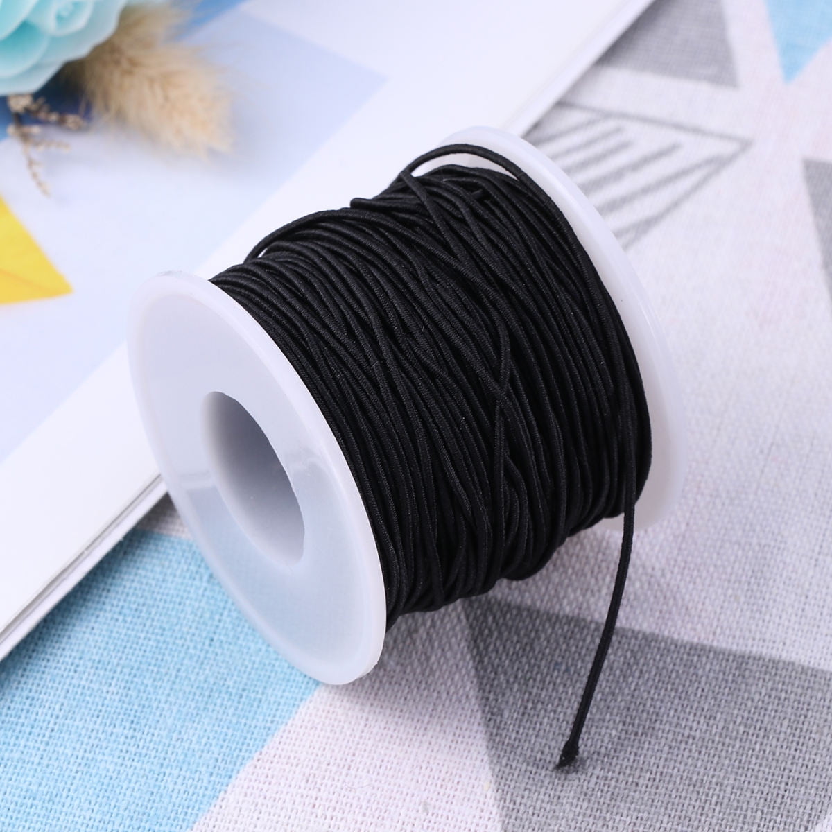 SOPOTUTU Crafting Stretch String 1 Roll Black Plastic Elastic Thread ...