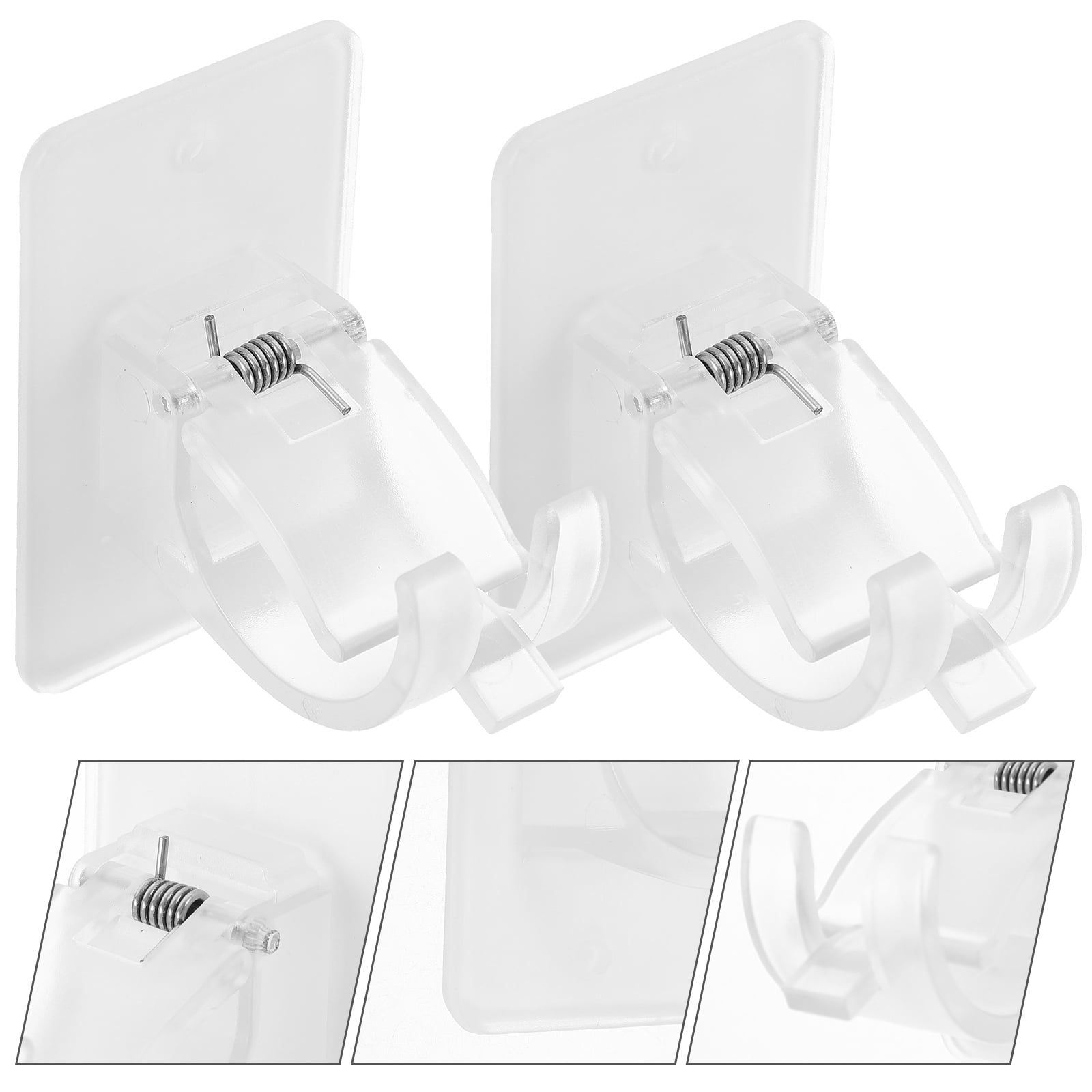 SOPOTUTU Curtain Rod Clips 2Set No Drill Curtain Rod Holders ...