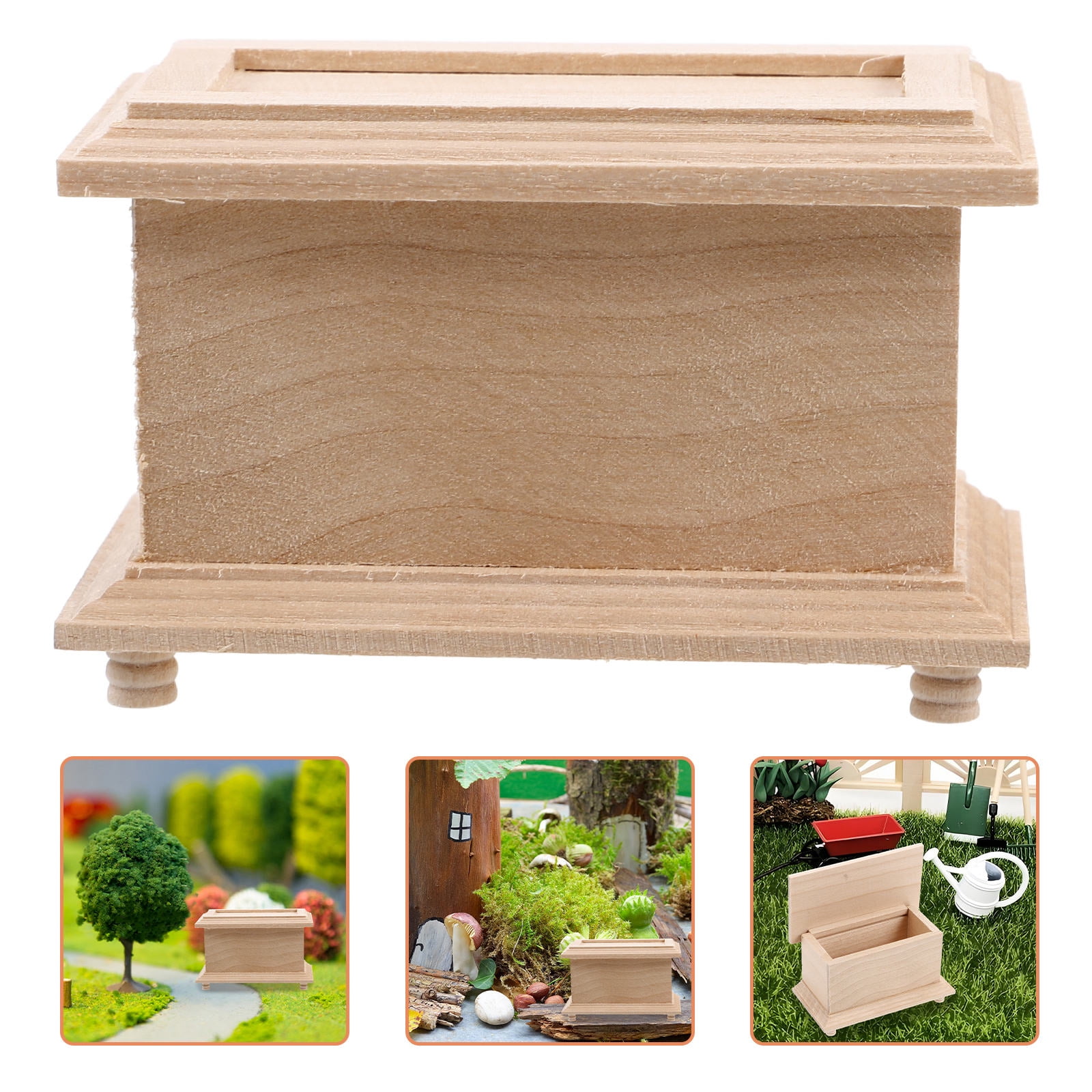 SOPOTUTU Dollhouse Chest Box Wooden 1Pcs 3.2X2.0X1.7in - Walmart.com
