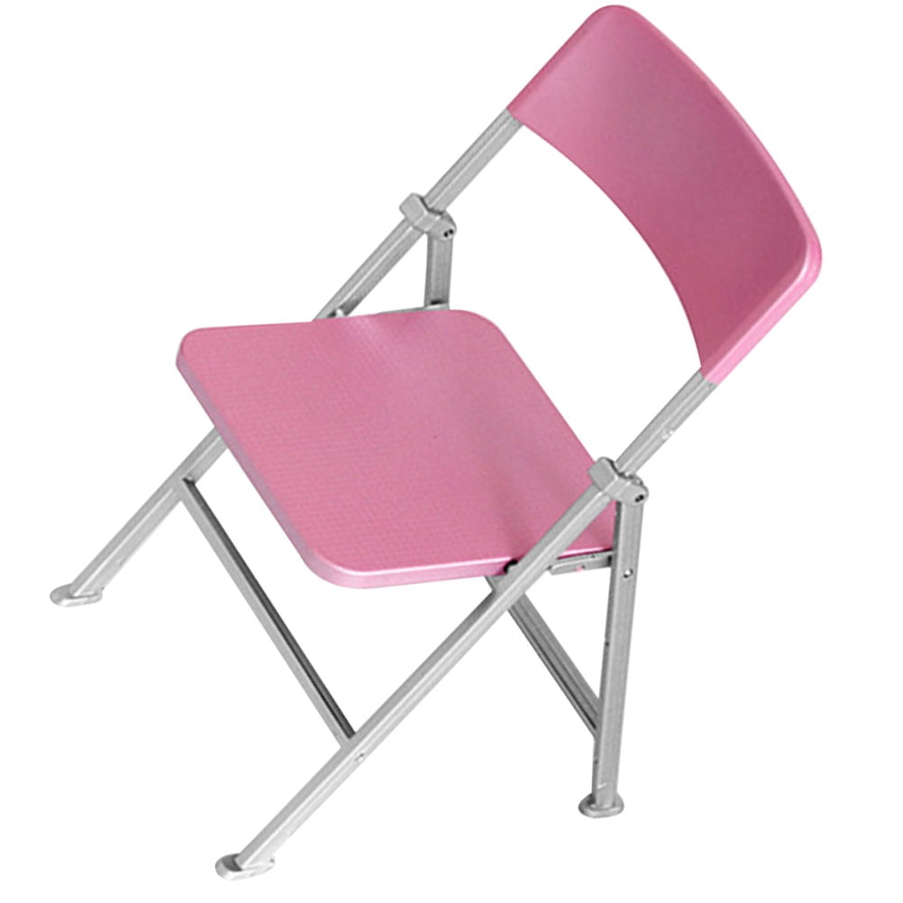 SOPOTUTU Mini Folding Chair Pink PVC Miniature Chair for Figurines ...
