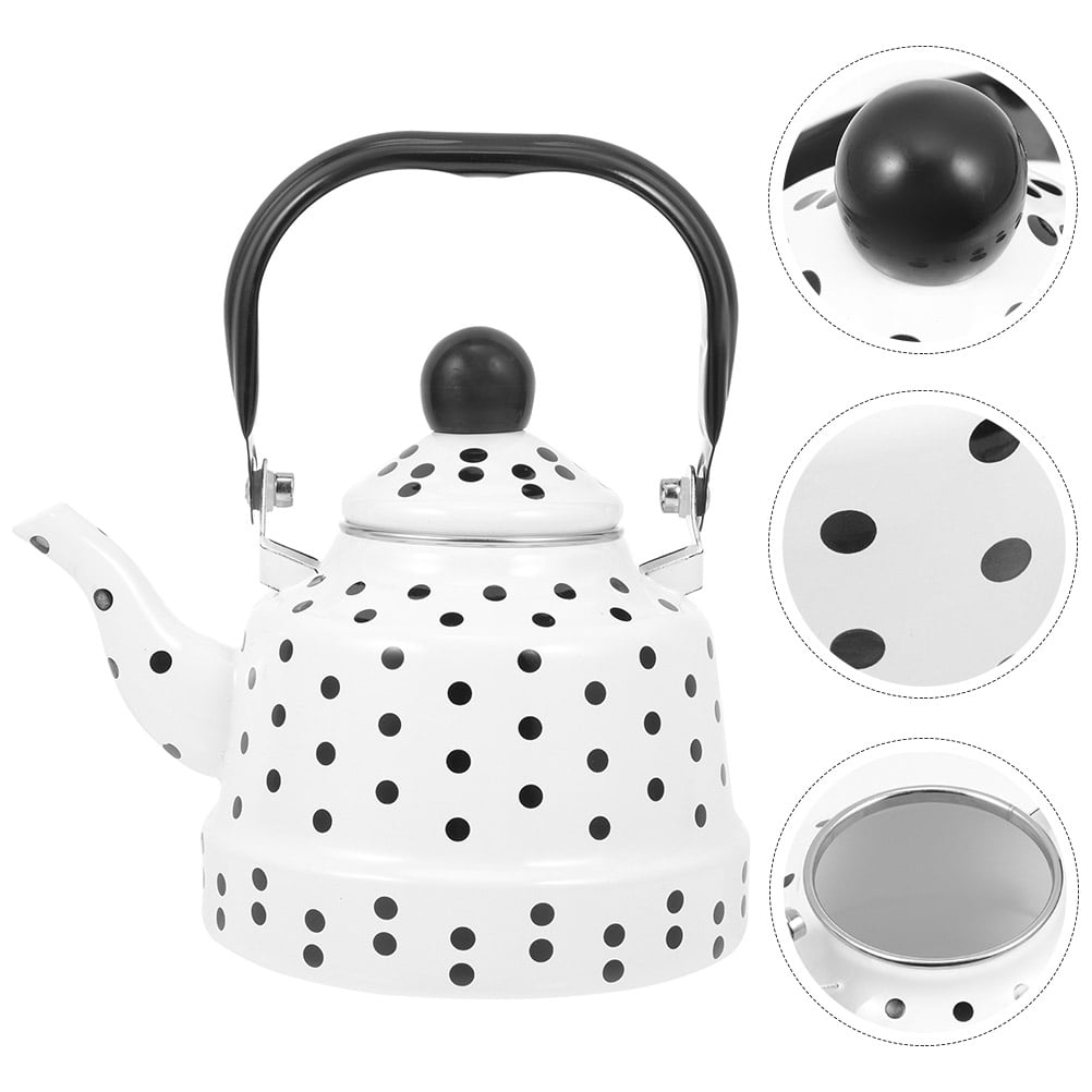 SOPOTUTU Practical White Enamel Tea Kettle Vintage Water Heating Pot ...