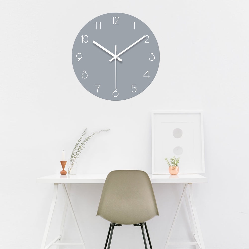 SOPOTUTU Grey Acrylic Wall Clock for Home, Ultra Quiet, Stylish ...