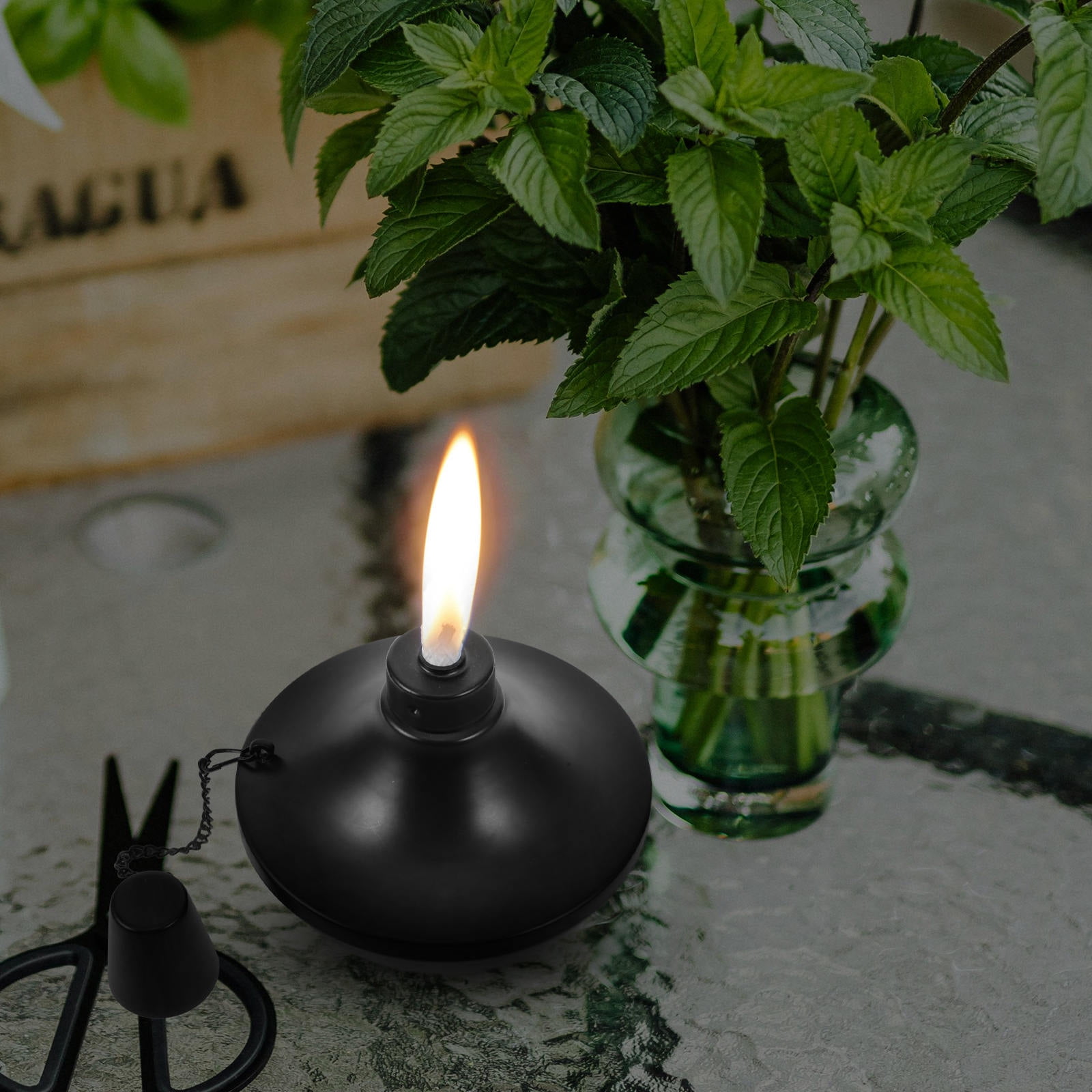 SOPOTUTU Garden Torches Stainless Steel Square Refillable Flame for ...