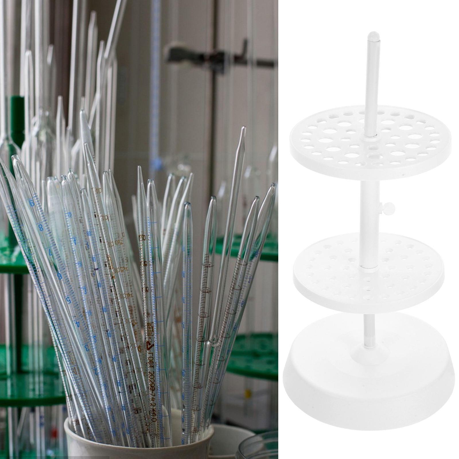 SOPOTUTU Laboratory Pipette Rack Plastic Round Stand White for ...