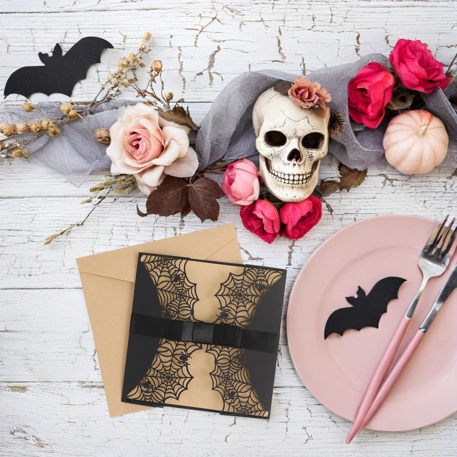 SOPOTUTU Haunted Invitation 10Set Invitation Card Black Paper Elegant ...