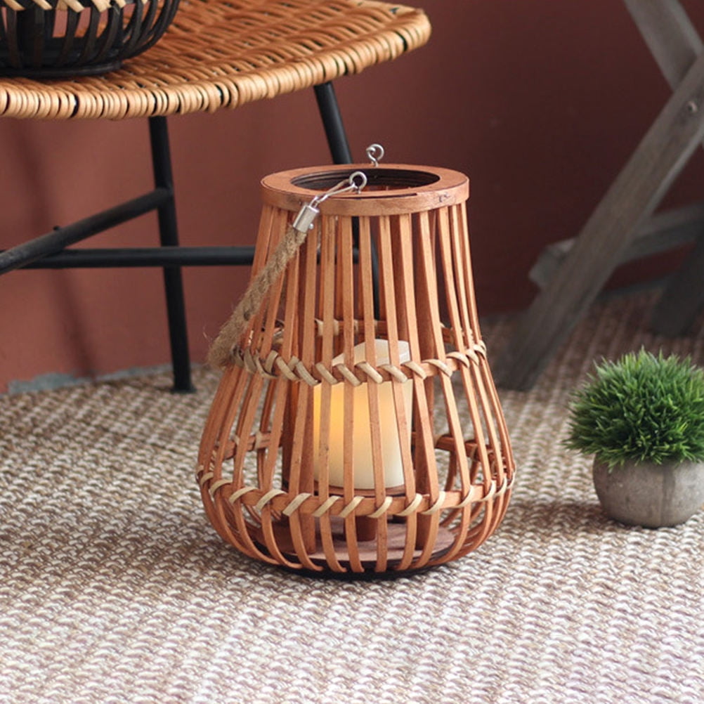 SOPOTUTU Hollow Hanging Lantern 1Set Chocolate Bamboo For Indoor And ...