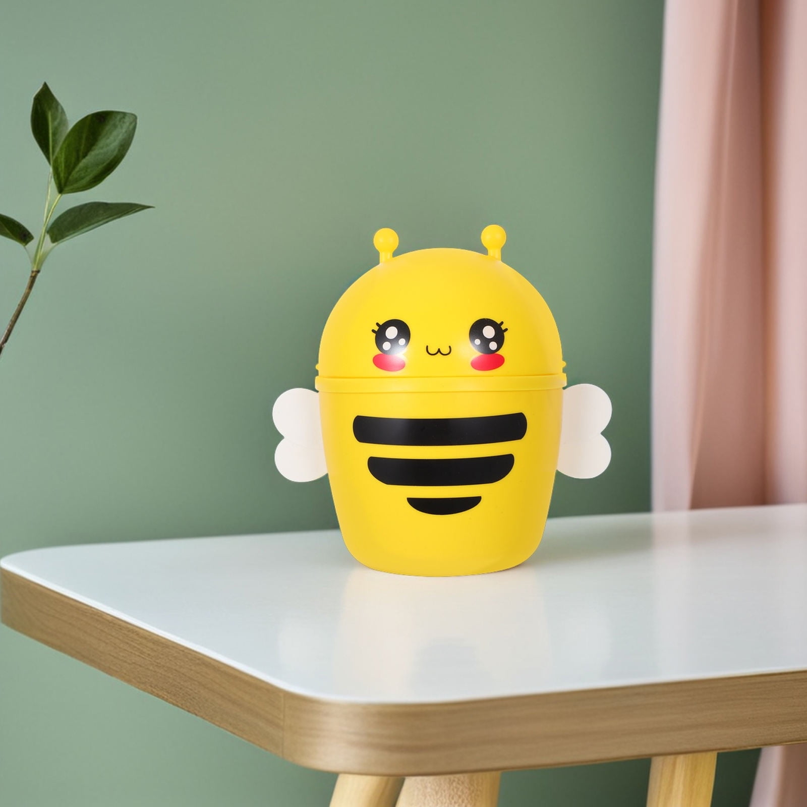 SOPOTUTU Honey Bee Trash Can Bathroom Mini Plastic Trash Storage for ...