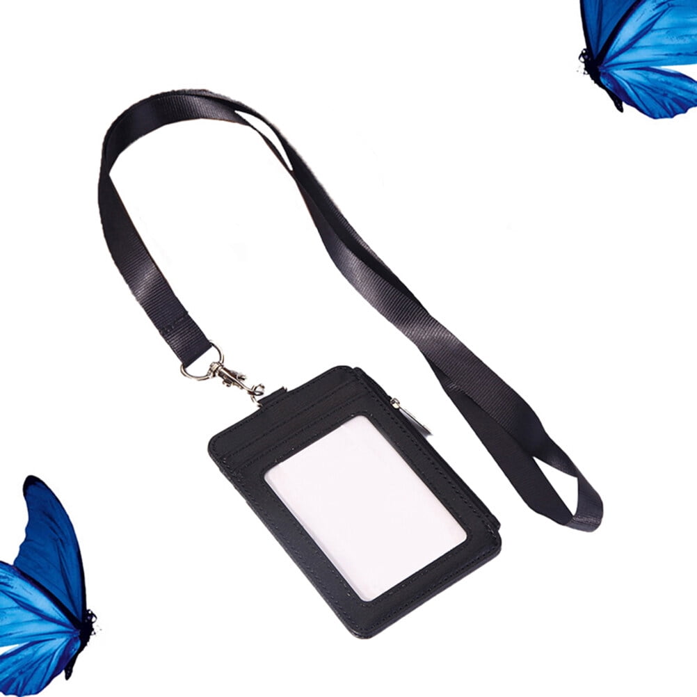 SOPOTUTU Black Hanging Badge Holder with Storage Pocket for Travel ...