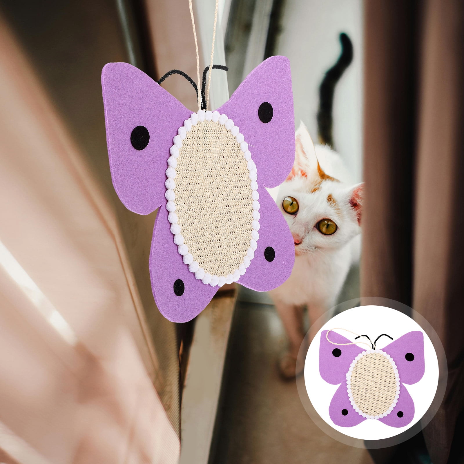 SOPOTUTU Indoor Cat Scratching Board with Violet Jute Pad for Furniture ...