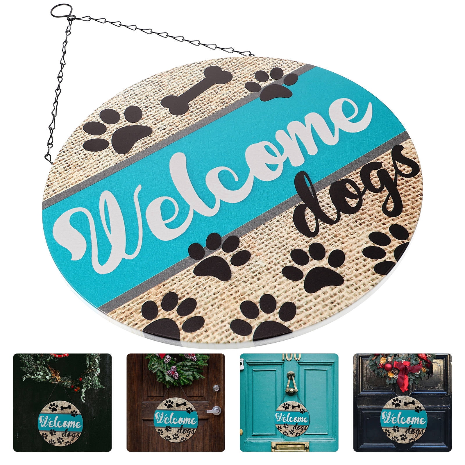 SOPOTUTU Welcome Sign For Front Door Iron Pendant Blue 1Set 11.8X11.8X0 ...