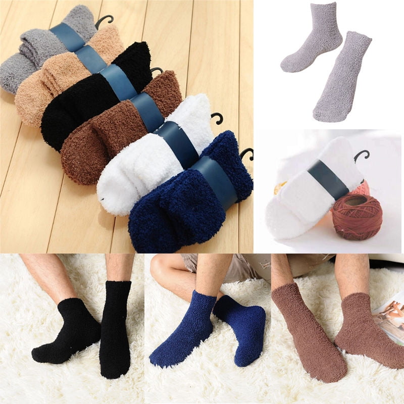 SOPOTUTU Men's Sleep Socks 1 Pair Warm Comfortable Khaki Ankle Thick ...