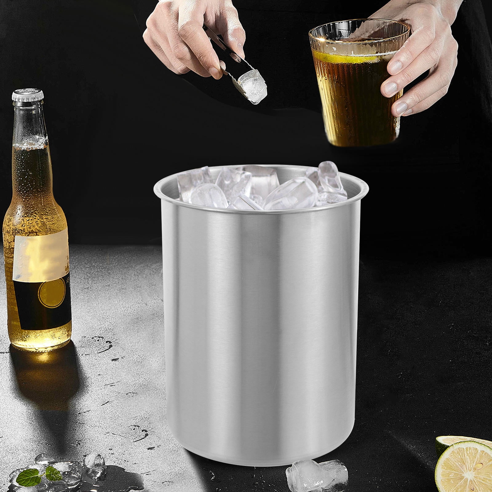 SOPOTUTU Metal Bucket Ice Cube Bucket Stainless Steel Ice Storage For ...