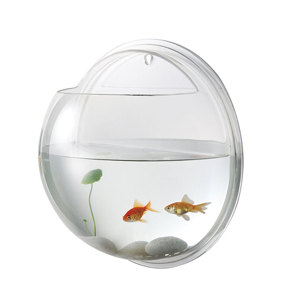SOPOTUTU Acrylic Circular Wall Mounted Fish Bowl Aquarium Tank Set for ...