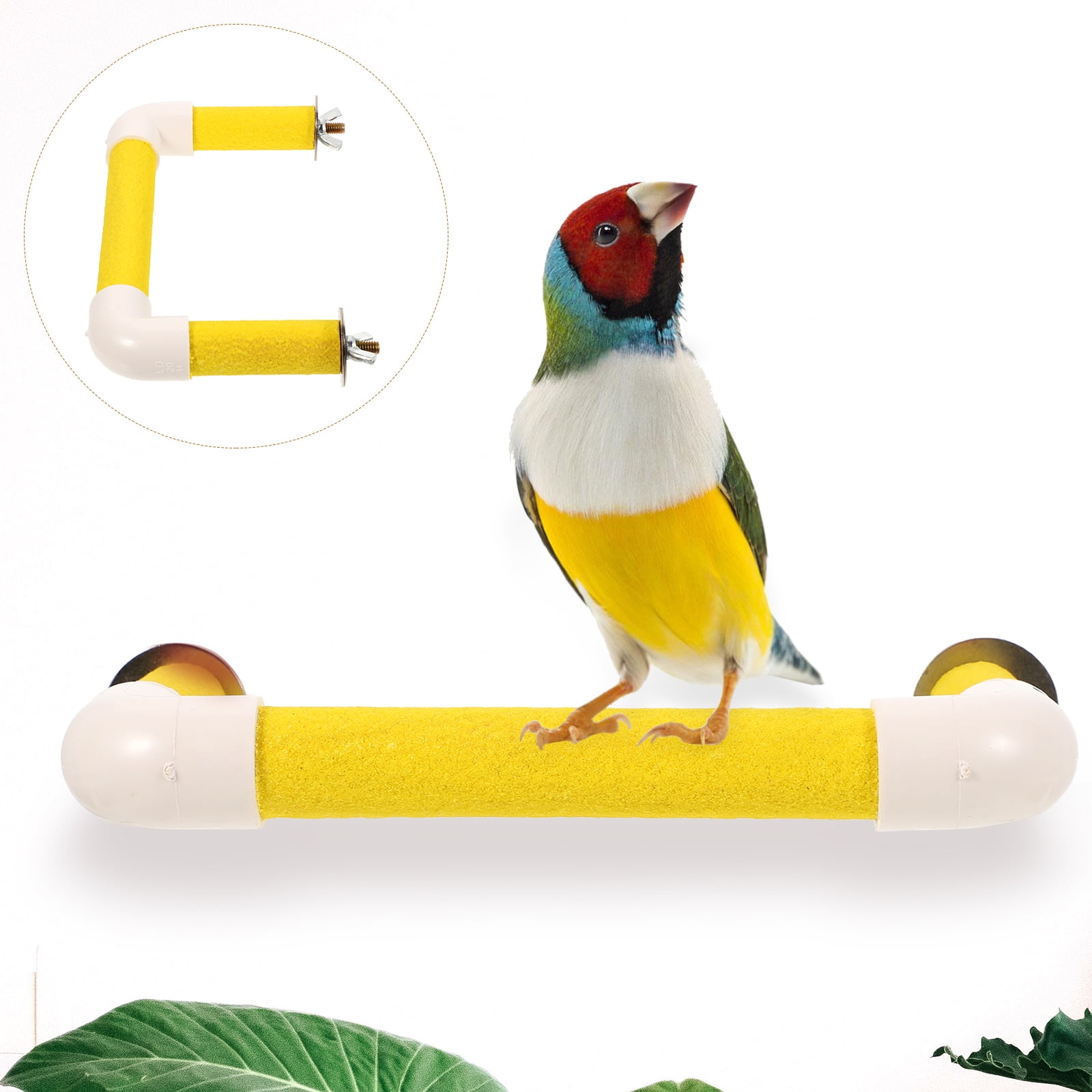 SOPOTUTU Parrot Perch 1 Set U-Shaped Yellow PVC for Entertainment and ...
