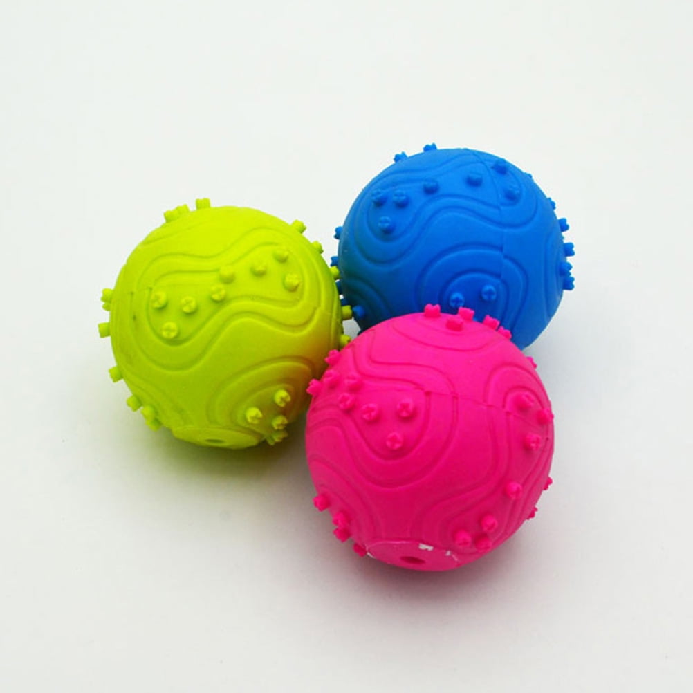 SOPOTUTU Pet Chew Toy Pet Ball Toy Random Color Squeaky Promote Proper ...