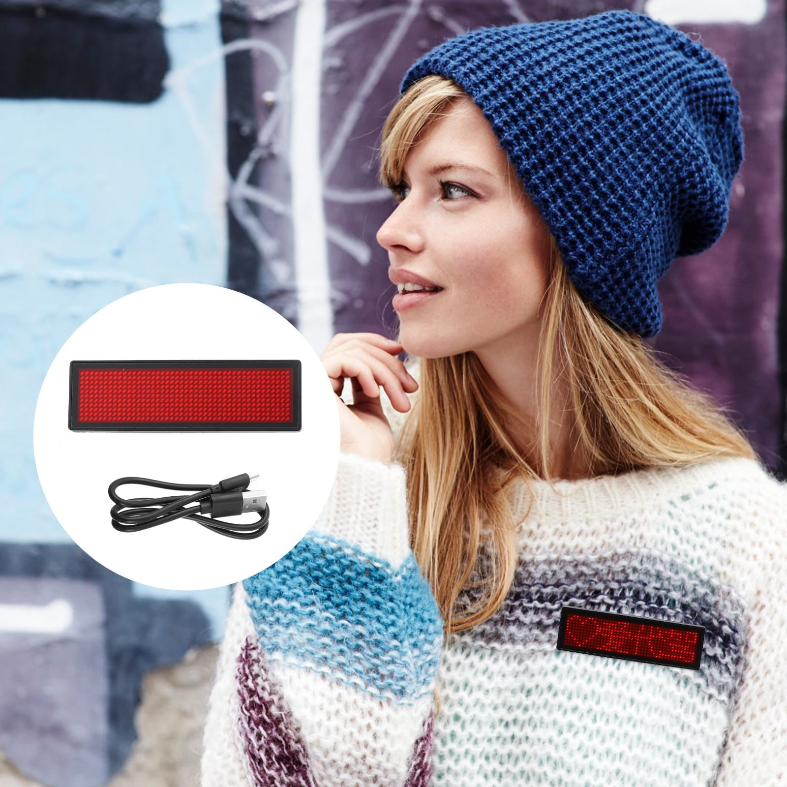 SOPOTUTU Programmable LED Sign LED Name Badge Set PVC - Walmart.com