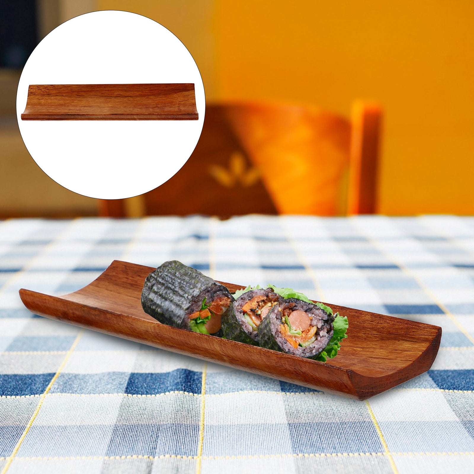 SOPOTUTU Rectangular Sushi Plates Wood for Japanese Style Dining 1Pcs ...