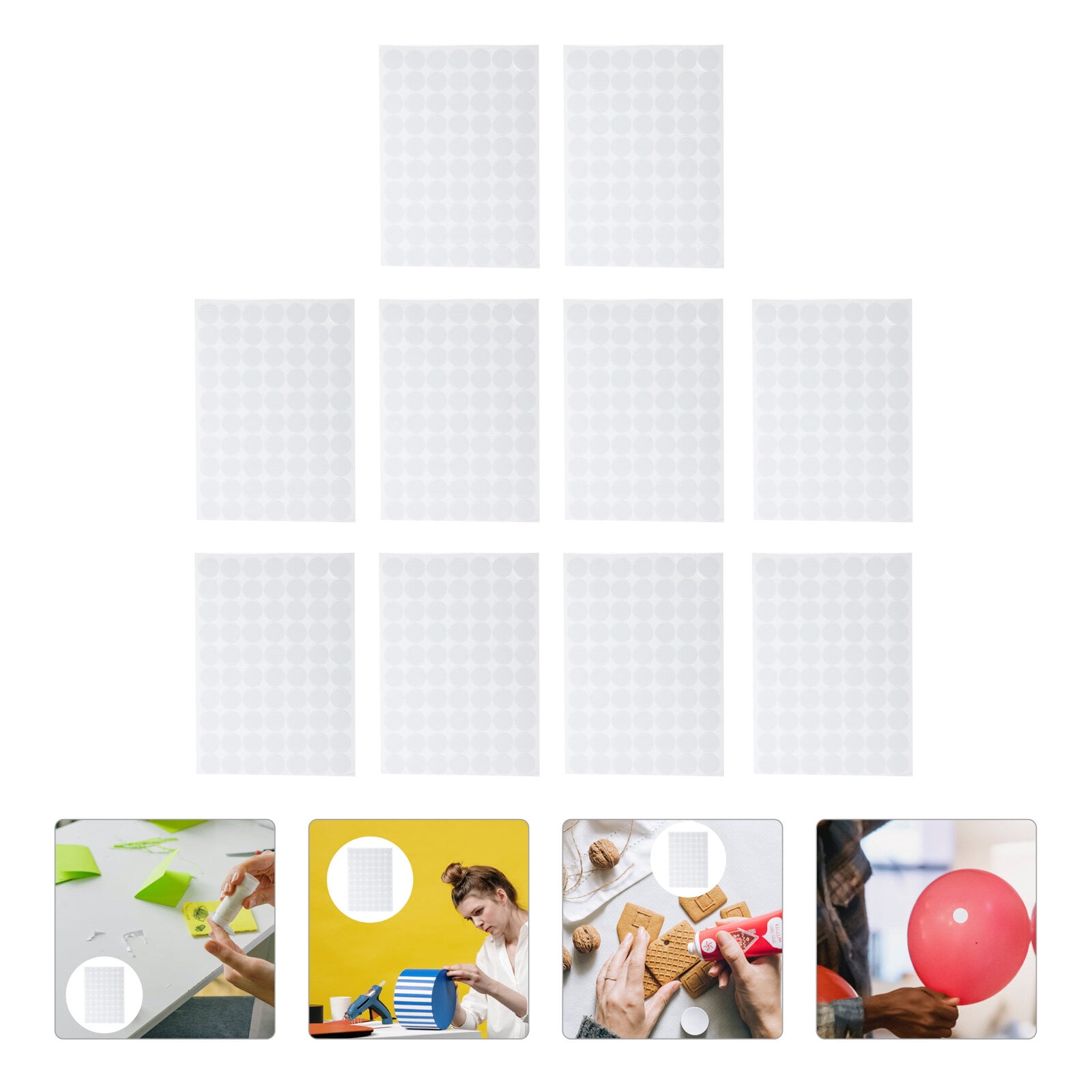 SOPOTUTU Round Double-Sided Adhesive Discs 10 Sheets White Strong ...