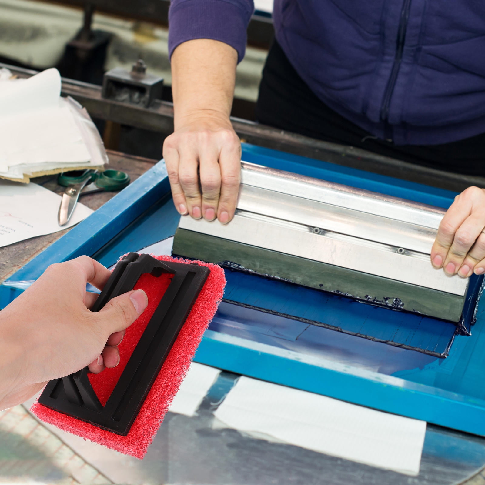 SOPOTUTU Screenprint Screen Cleaner 3Pcs Brush with Red Color and ...