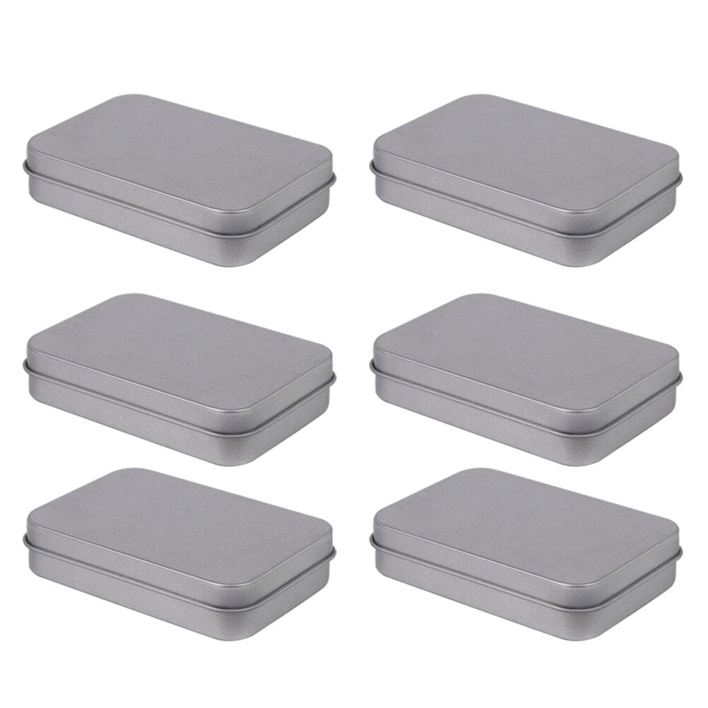SOPOTUTU Silver Tinplate Boxes with Press Lids for Storage Use ...