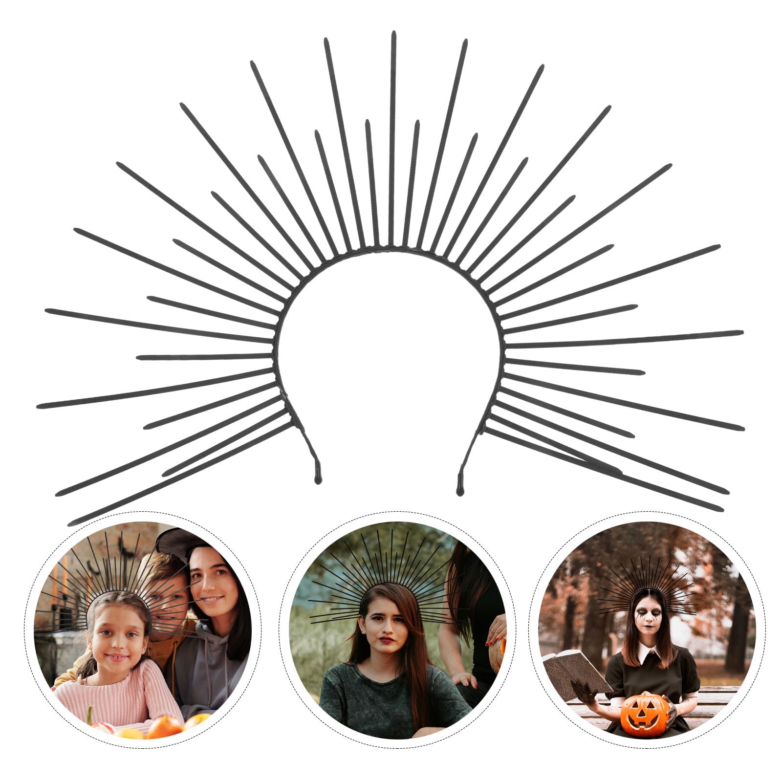 SOPOTUTU Spike Headband Black Plastic Star Crown Light Up Tiara For ...