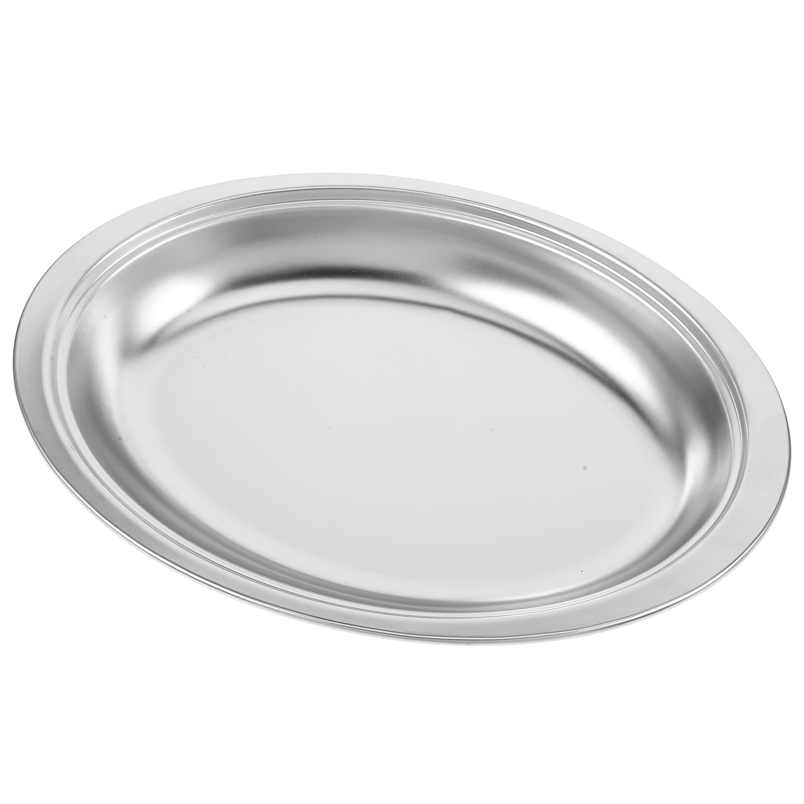 SOPOTUTU Stainless Steel Food Plate Oval Silver 1Pcs - Walmart.com