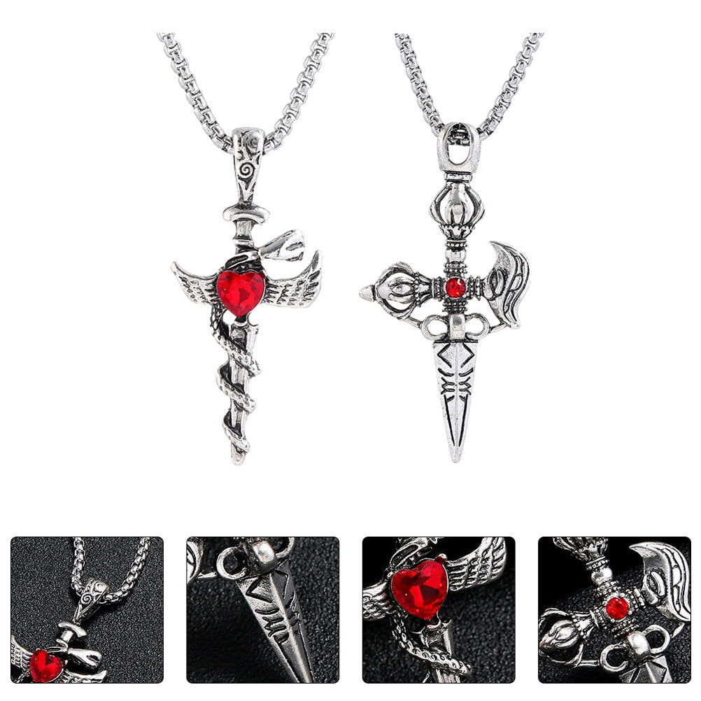 SOPOTUTU Men's 2-Piece Neck Jewelry Set with Stylish Alloy Cross ...
