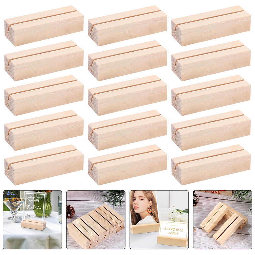 SOPOTUTU Wood Place Card Stand Natural Wood Simple Design 24Pcs ...