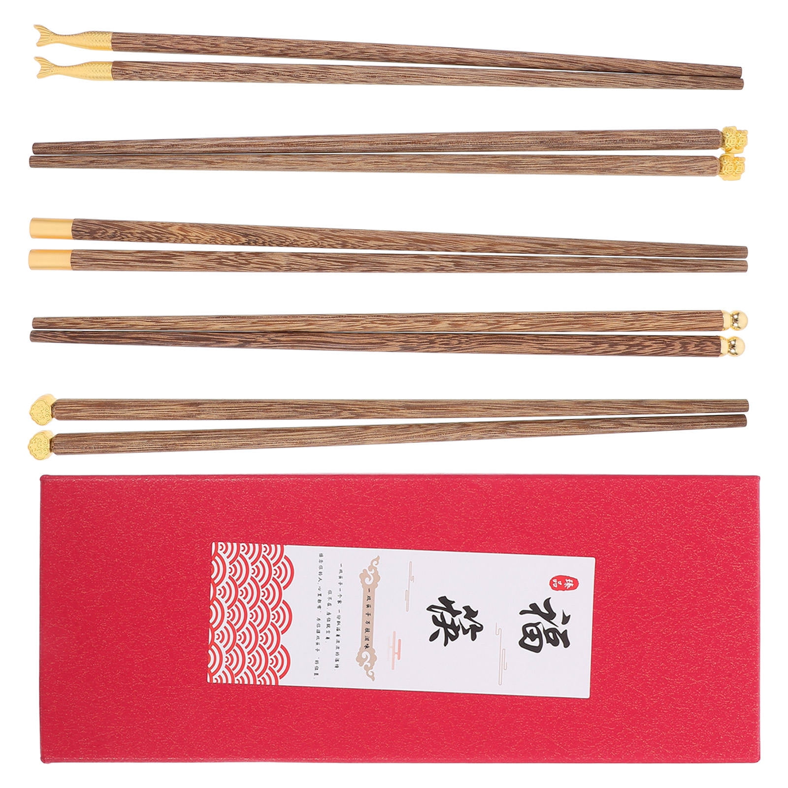 SOPOTUTU Wooden Chopsticks Set of 5 Pairs Reusable for Eating Light ...