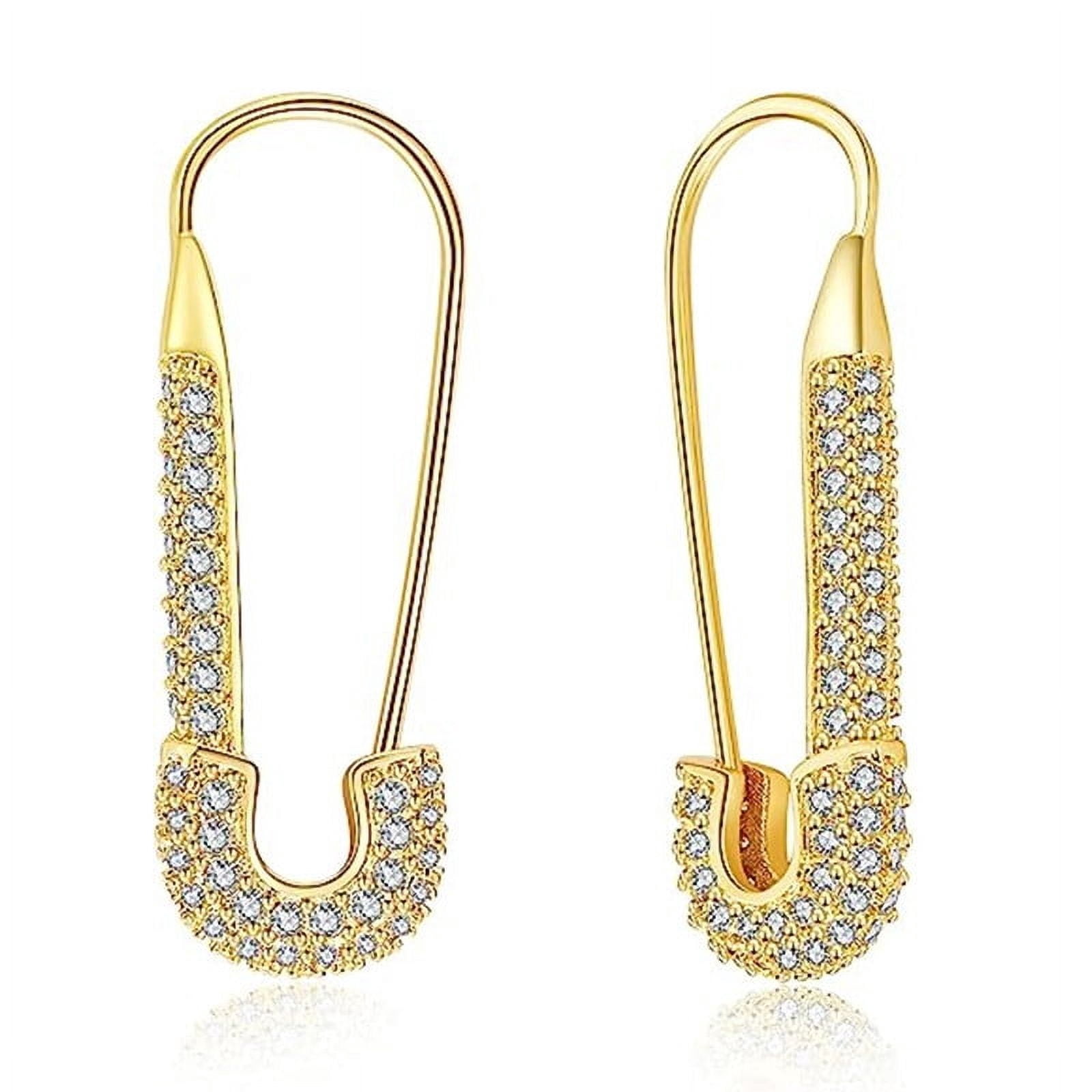 SOPPEVE Safety Pin Earrings for Women, Gold Paperclip Earrings for ...