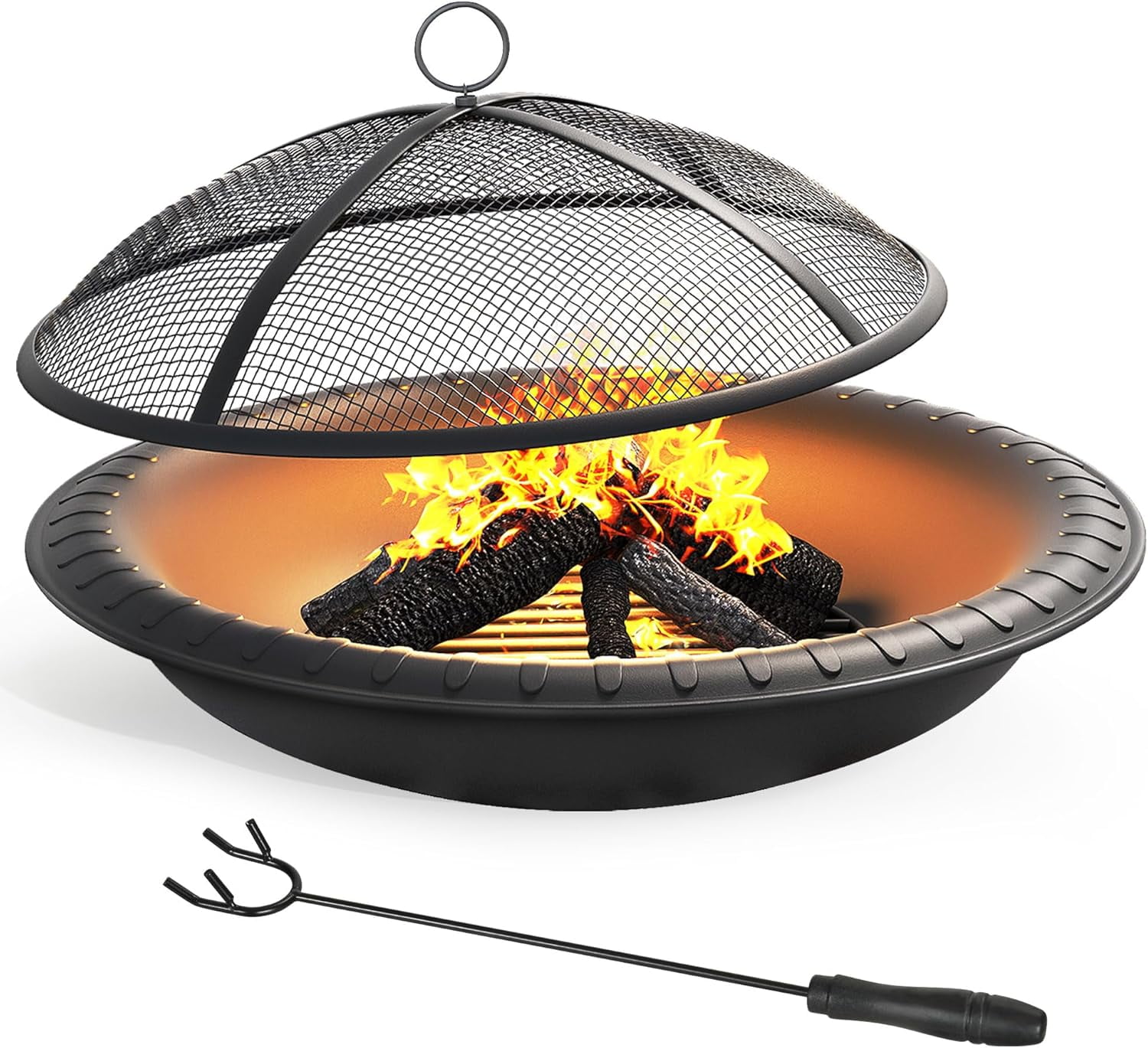 SOPTY 23.6 in Steel Replacement Fire Bowl with Round Spark Screen ...