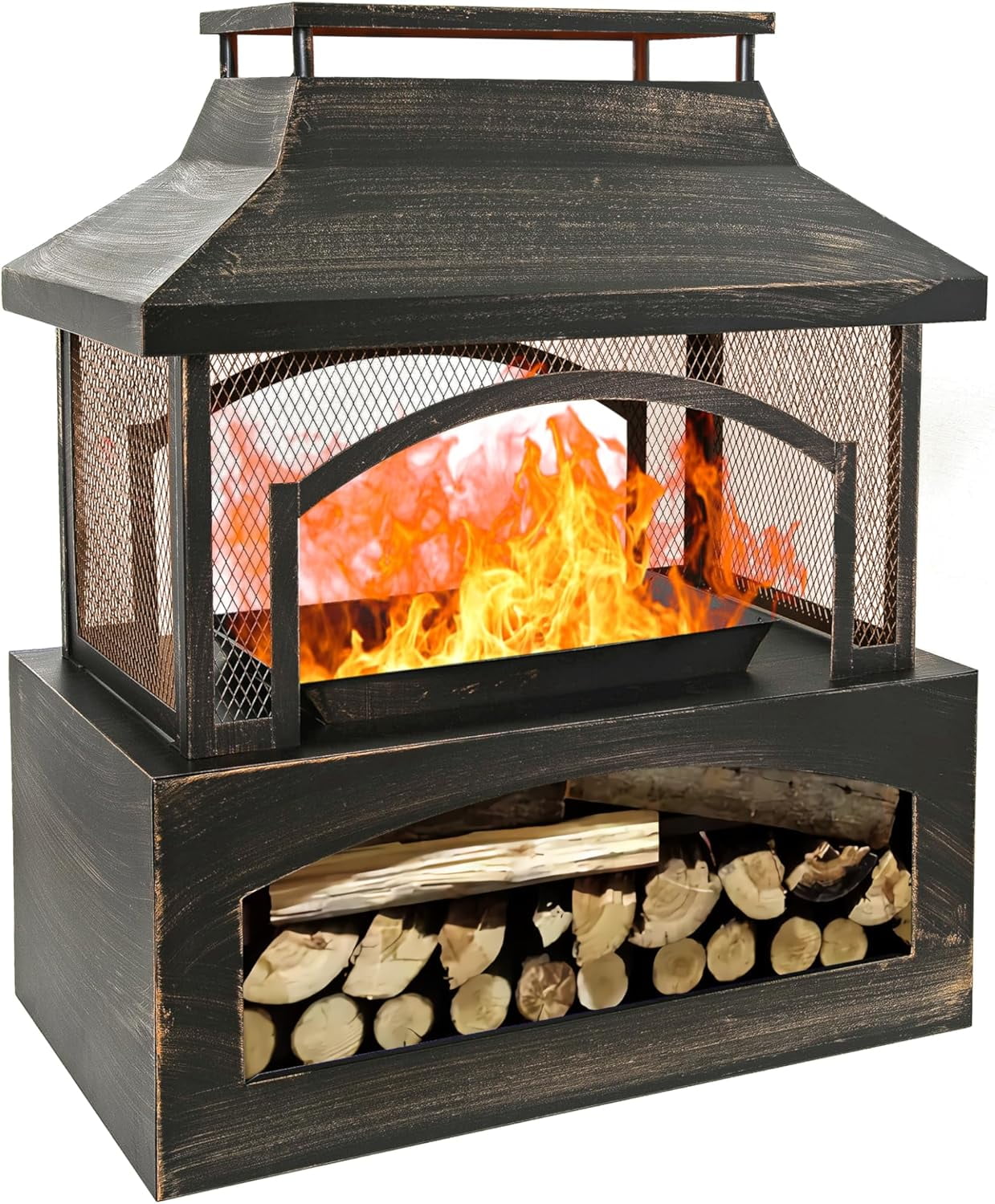 SOPTY 23 Inch Outdoor Fire Pit: Charcoal Grill Durable Wood Burning ...