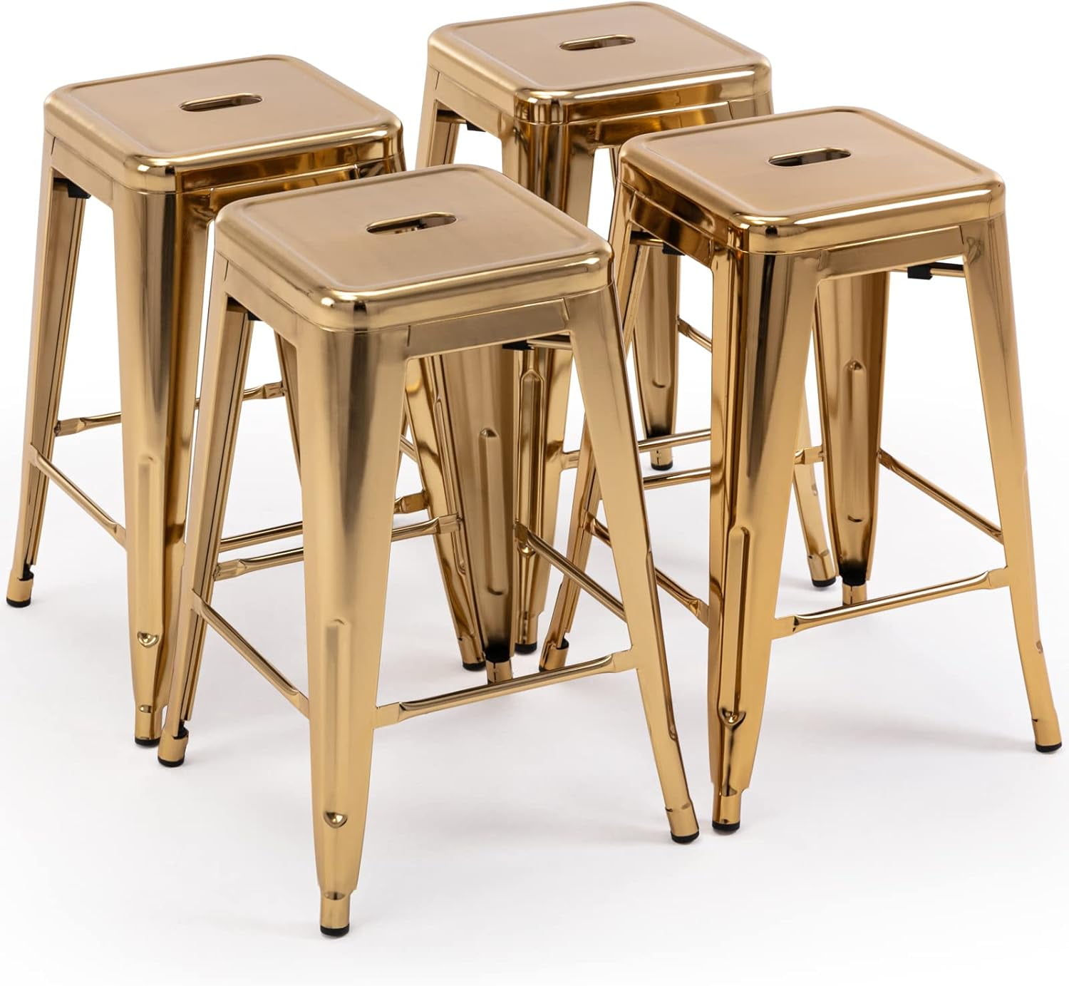 SOPTY 24 Inch Bar Stools Backless Metal Barstools Indoor-Outdoor ...