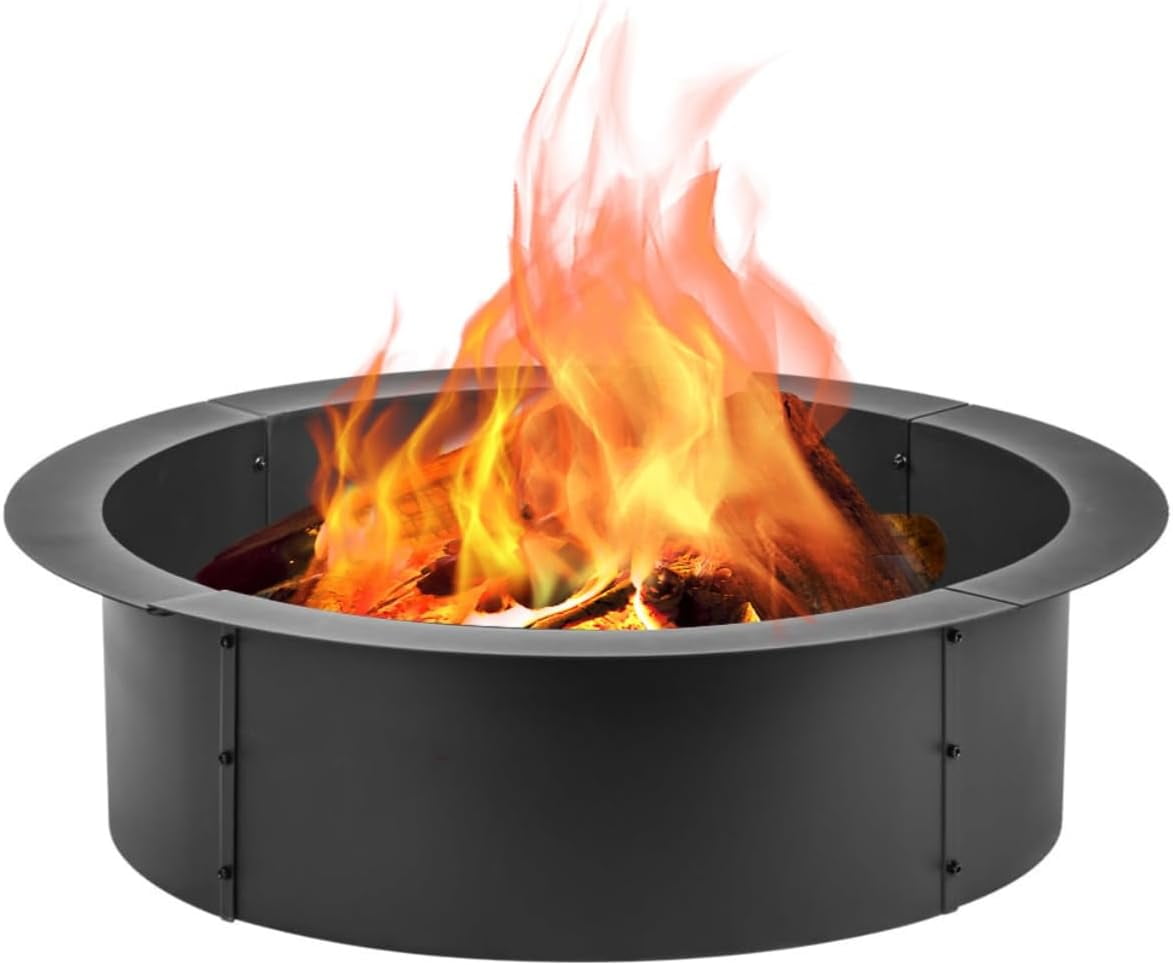 SOPTY 36 inch Fire Ring with Deer& Bird Cut-Out, Fire Pit Ring for ...