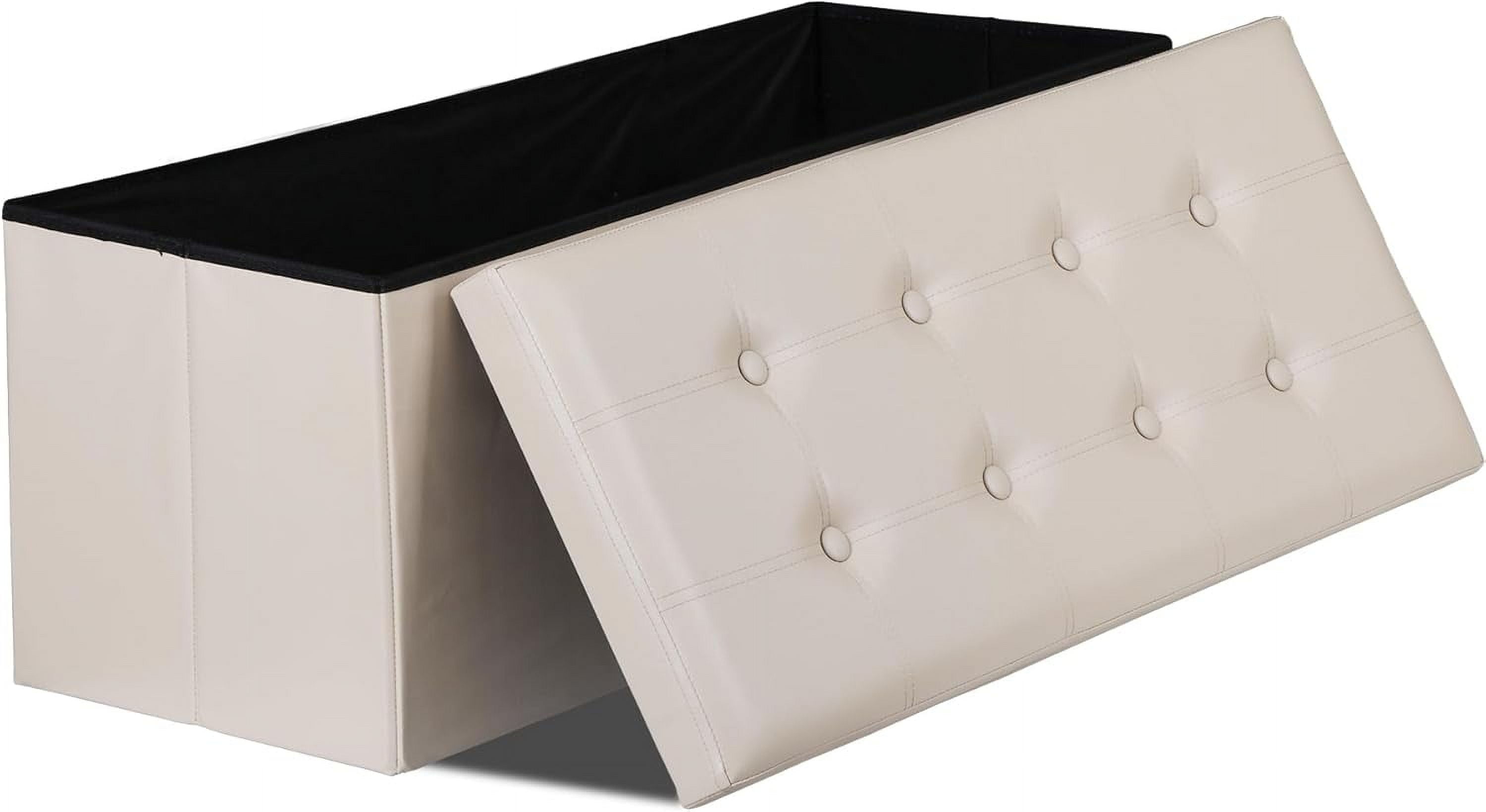 SOPTY 43 Inch Folding Storage Ottoman Bench, Faux Leather Entryway ...