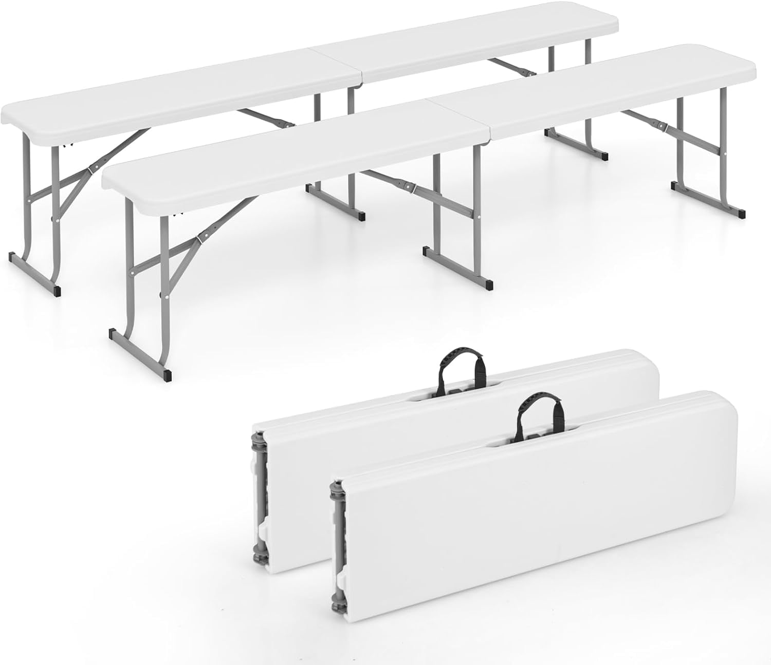 SOPTY 6 Feet Plastic Folding Bench, Portable Picnic Seat for BBQ Party ...