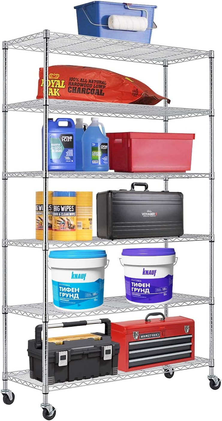 SOPTY 6 Tier Commercial Grade Wire Shelving Unit Metal Shelf Organizer ...