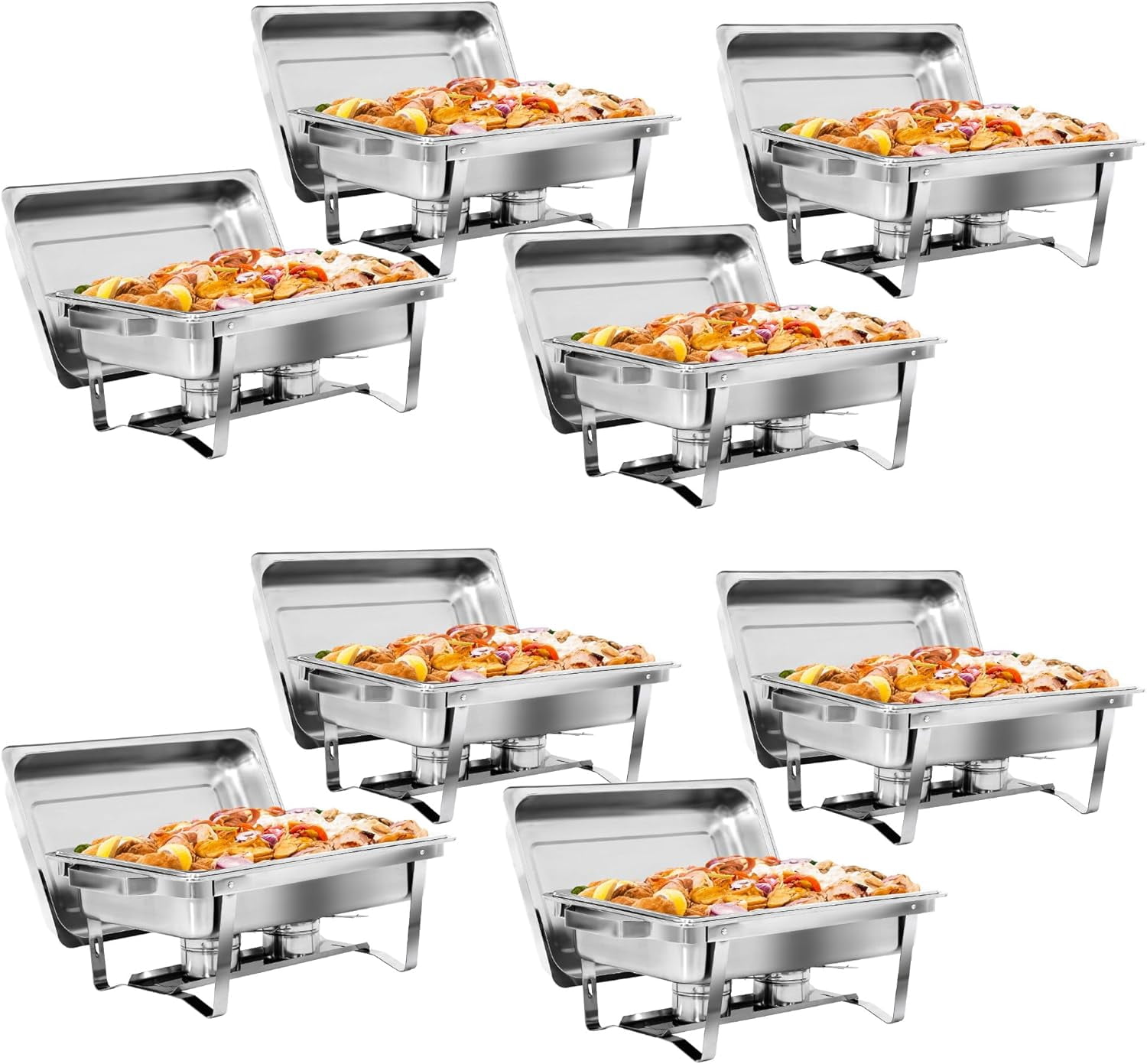 SOPTY 8 Pack 8QT Food Warmer, Rectangular Chafing Dish Buffet Set w ...