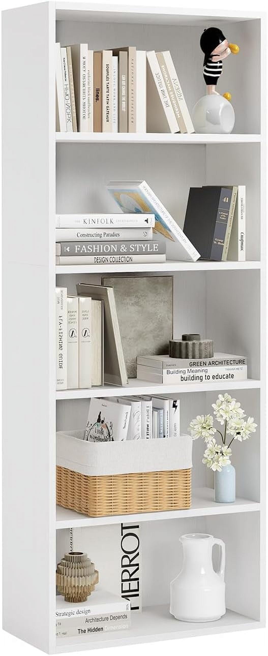 SOPTY Bookcase and Bookshelf, Floor Standing 5-Tier High Bookshelf ...