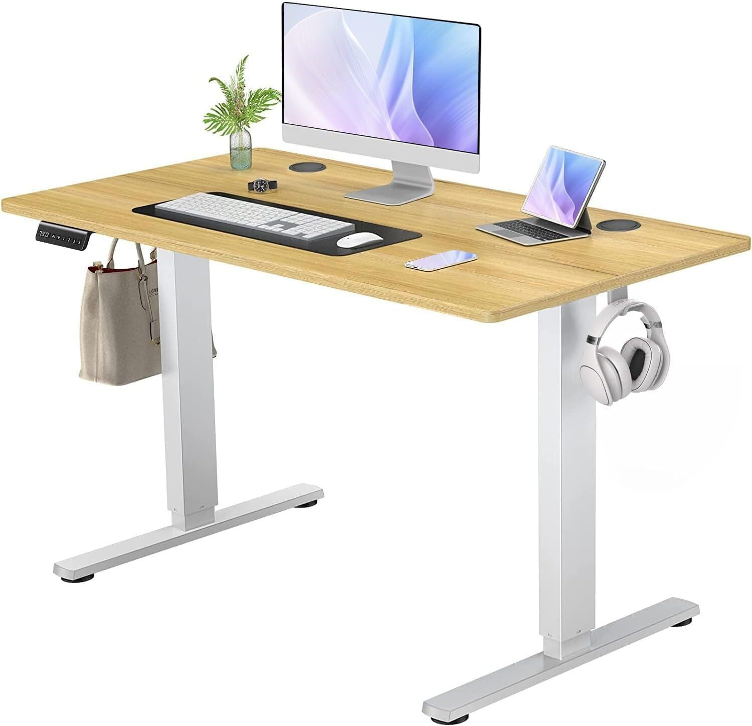 SOPTY Electric Adjustable Height Standing Desk Sit to Stand Up Desk ...
