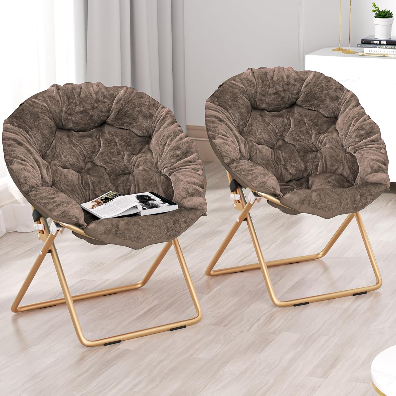 SOPTY Foldable Oversized Moon Chairs Set of 2, Large Soft Lazy Cozy ...
