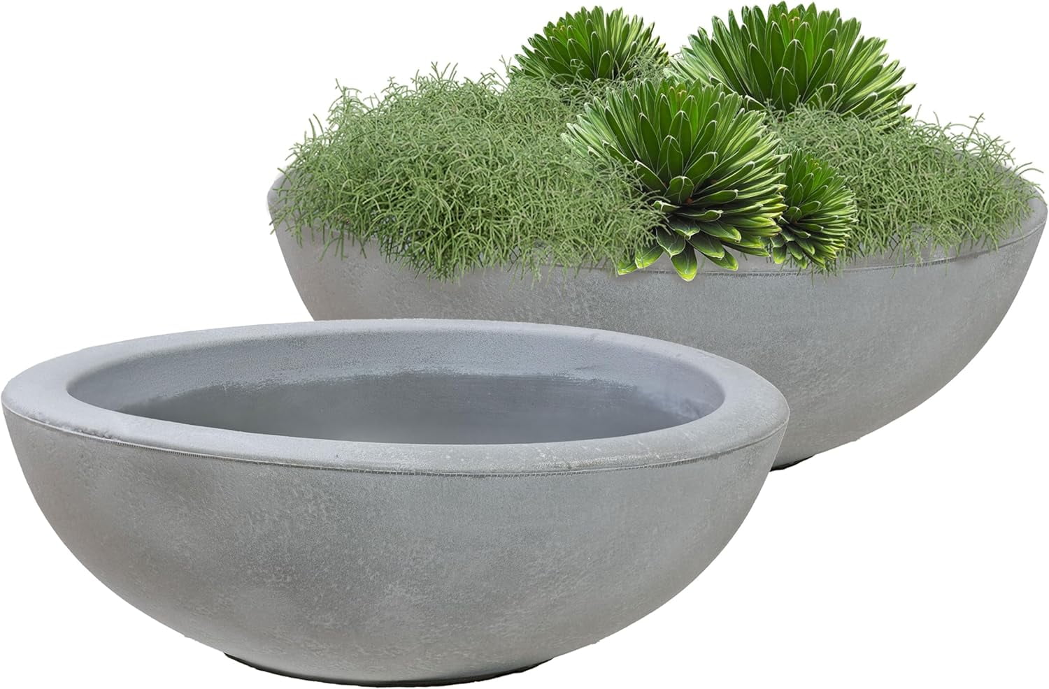 SOPTY Get This 20.75" Double - Walled Polyresin Shallow Planter in ...