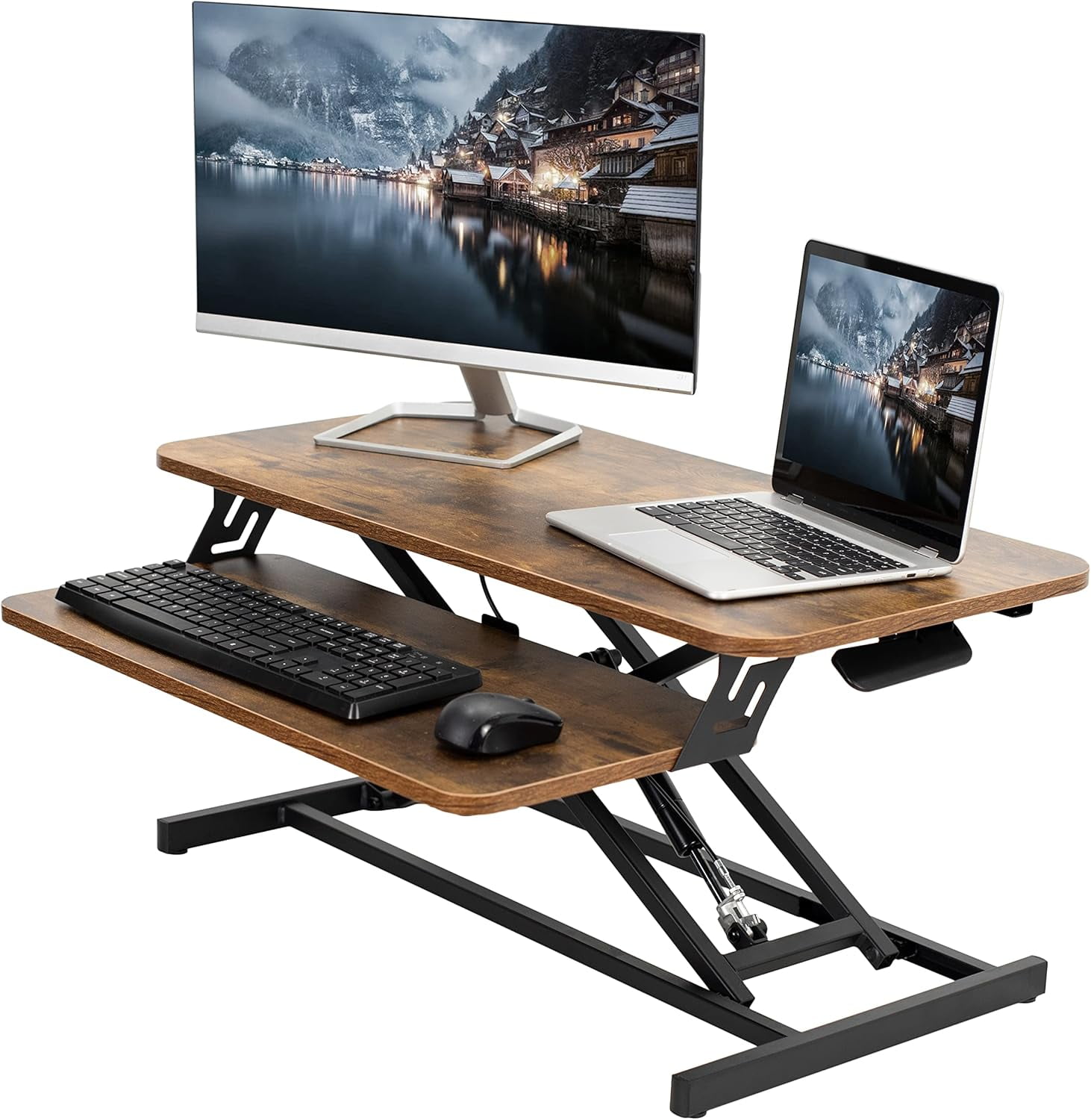 SOPTY Height Adjustable 32 inch Stand Up Desk Converter, Quick Sit to ...