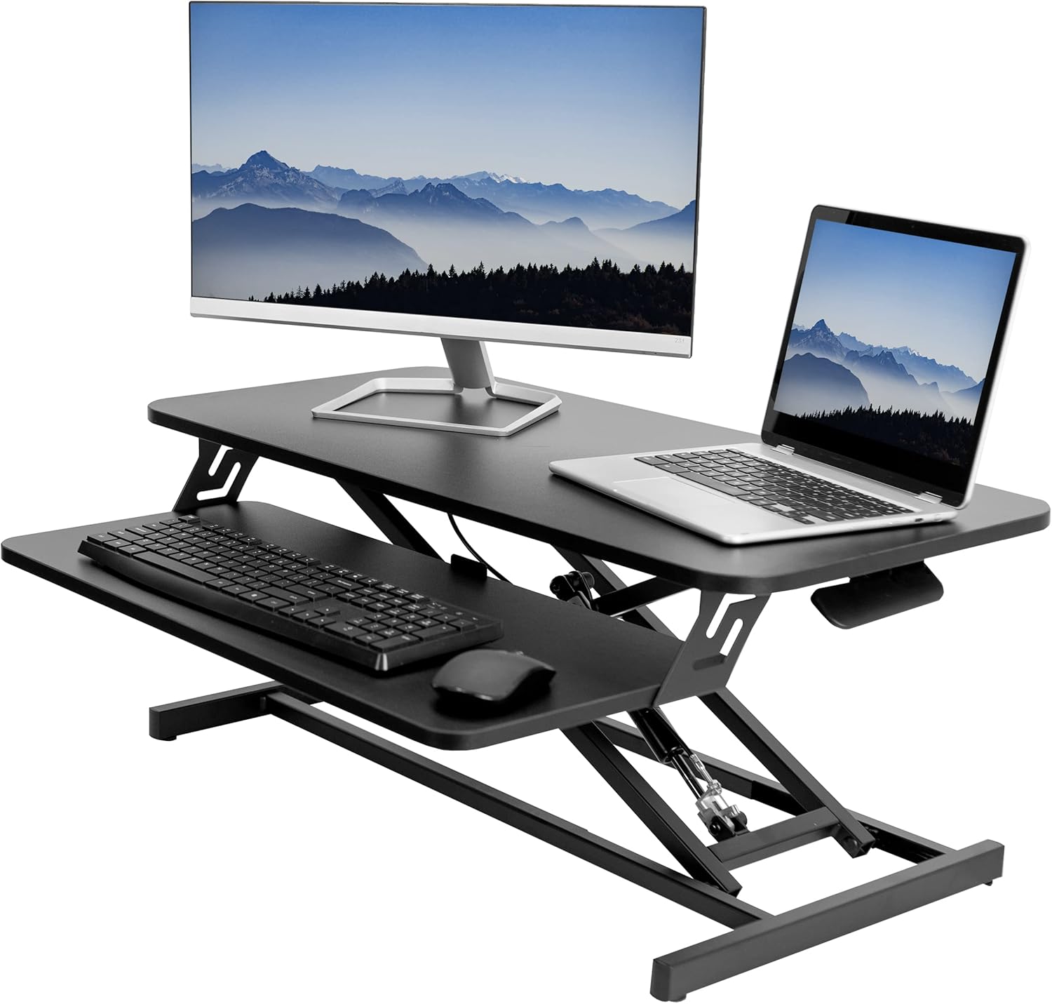 SOPTY Height Adjustable 32 inch Stand Up Desk Converter, Quick Sit to ...