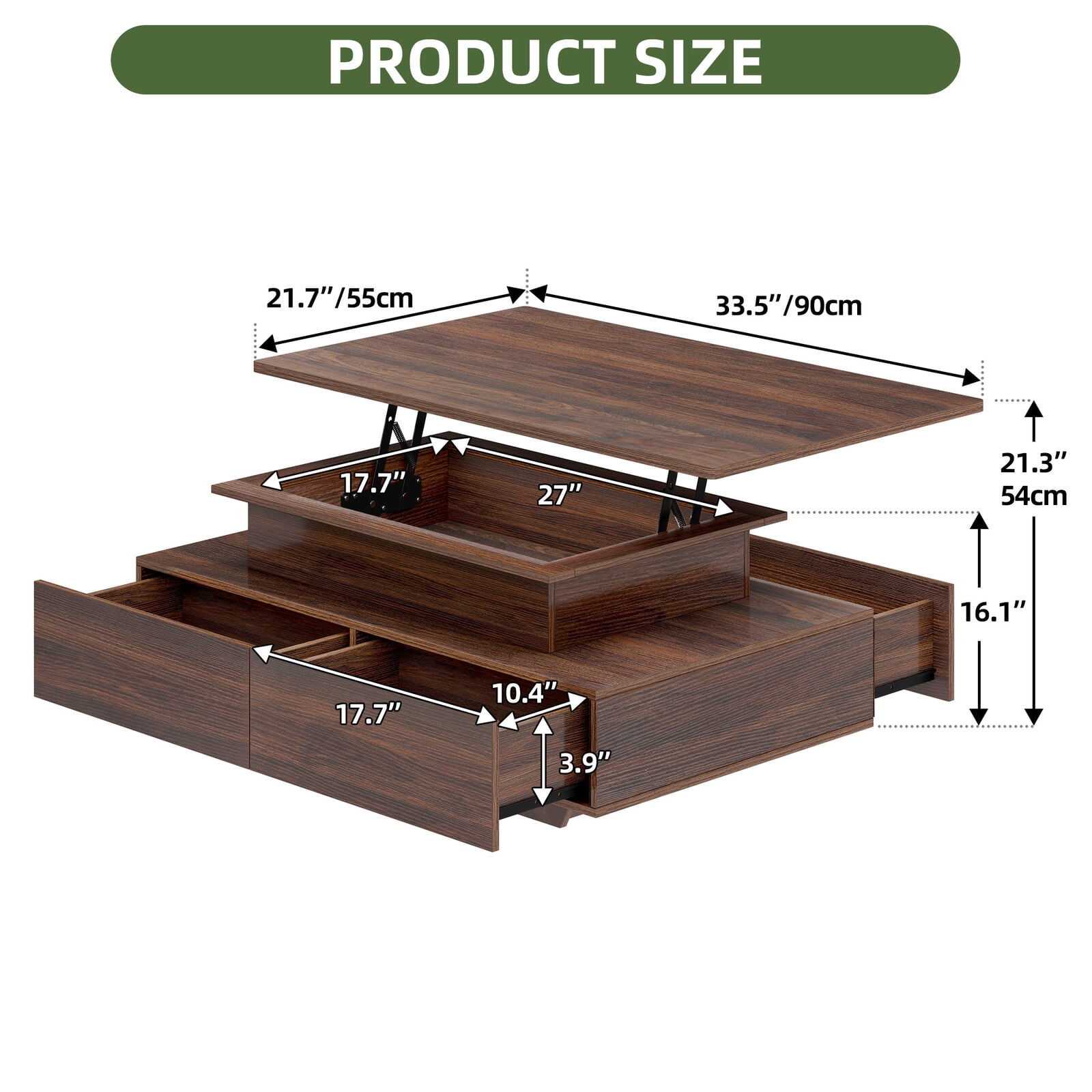 SOPTY LED Coffee Table with Storage 4 Drawers, Modern High Glossy ...